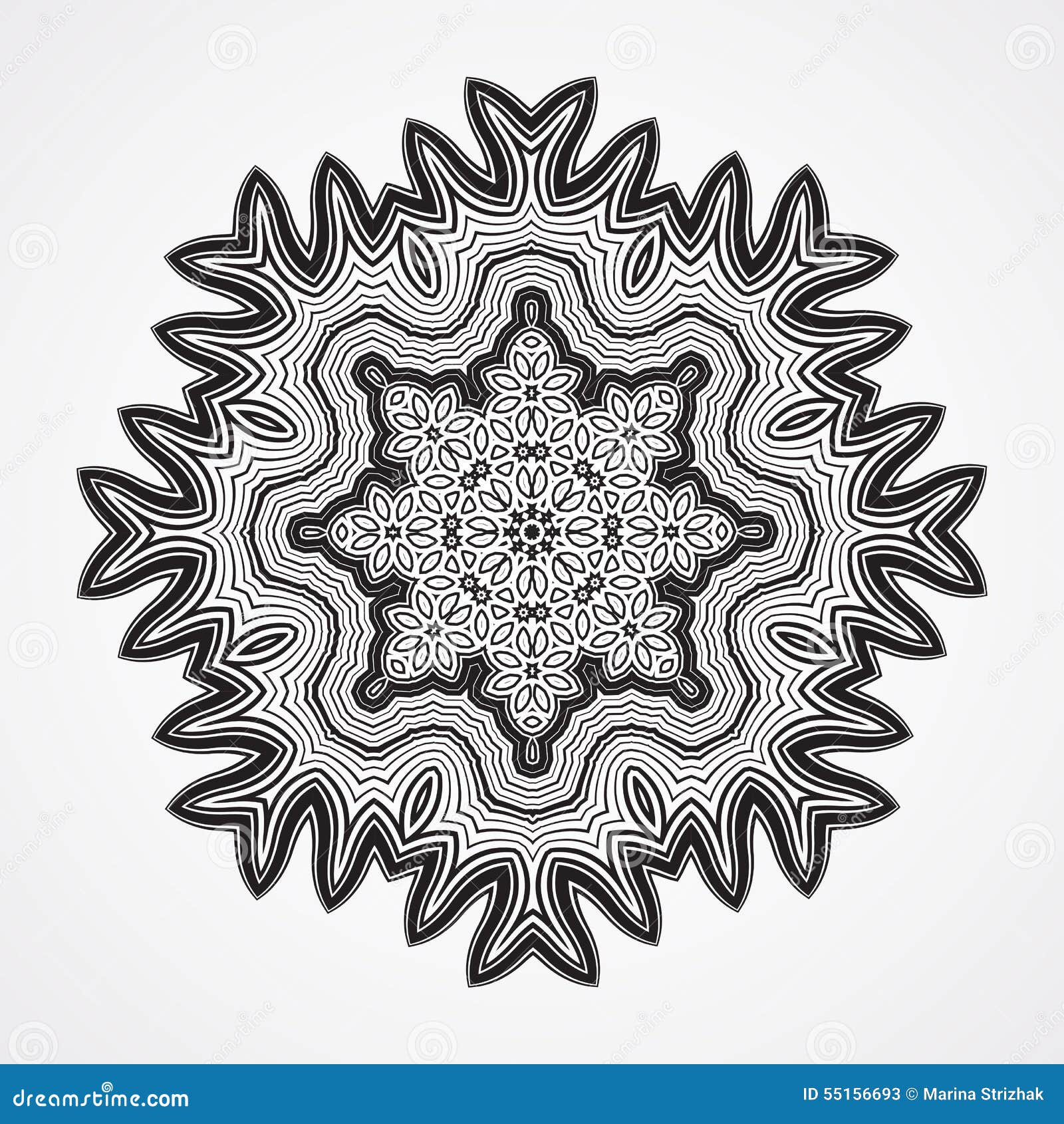 Ethnic Fractal Mandala stock vector. Illustration of drawing - 55156693