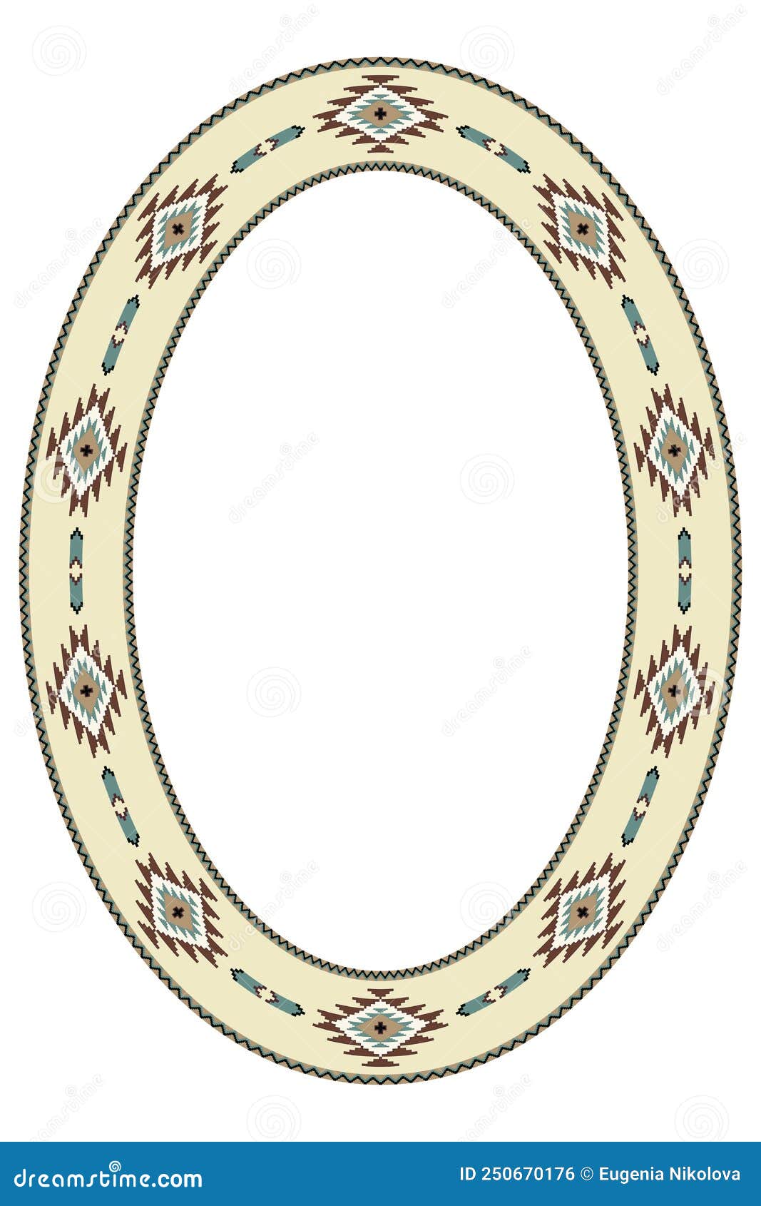 Ethnic Frame. Oval Border with South Western Native Pattern.Ellipse ...