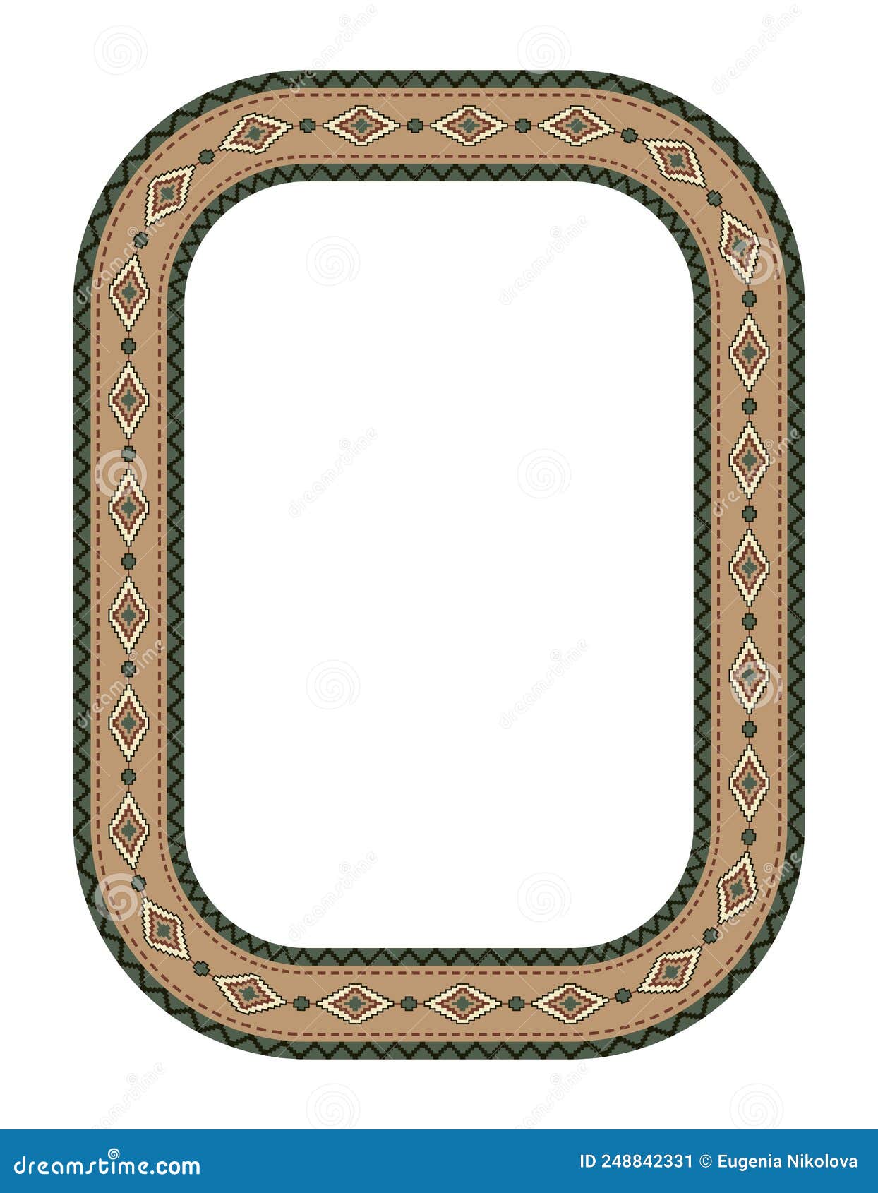 Ethnic Frame. Rectangular Border with Geometric Mexican Pattern. Size ...