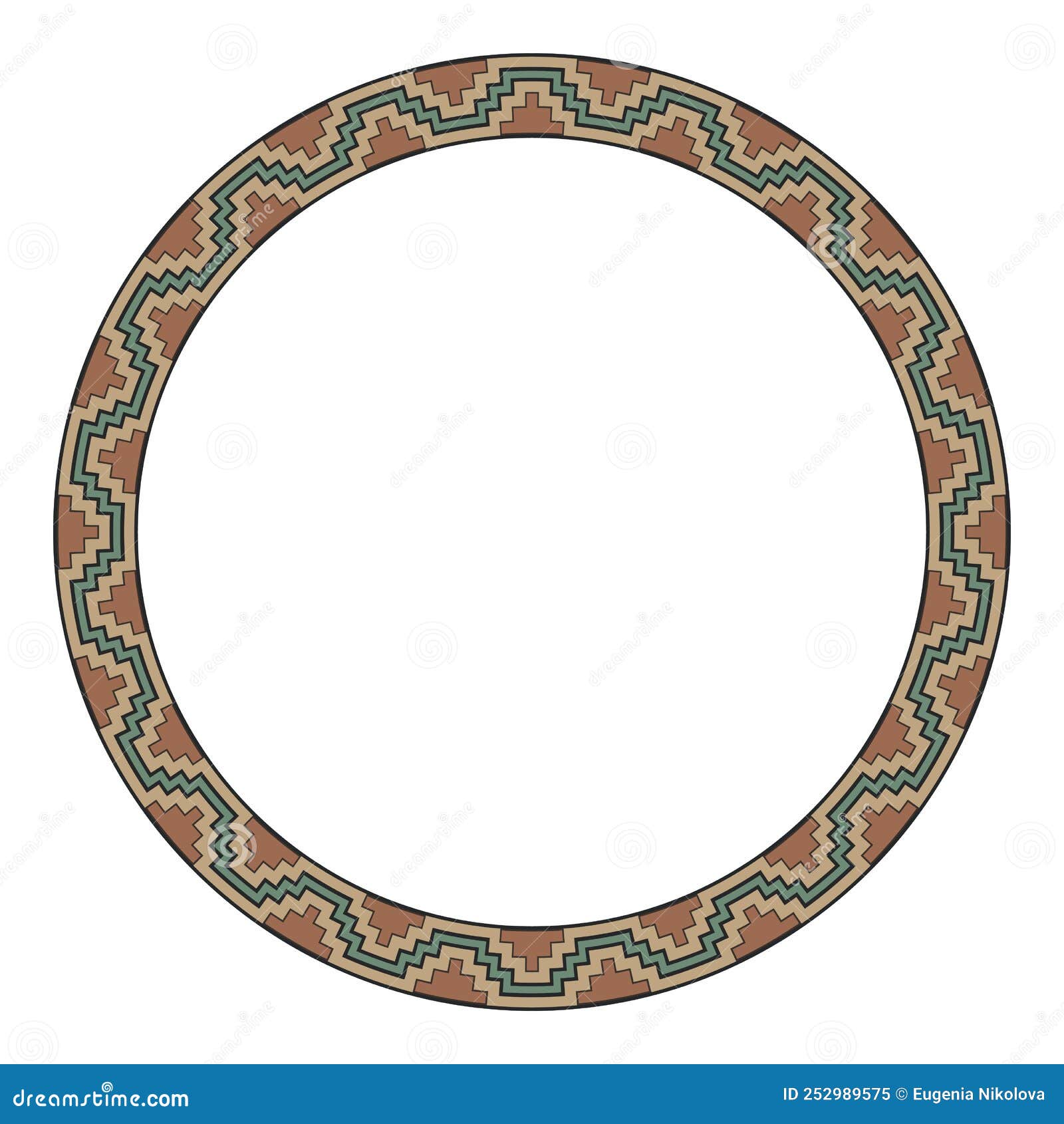 Ethnic Frame. Round Border with Geometric Mexican Pattern. Circle Frame ...