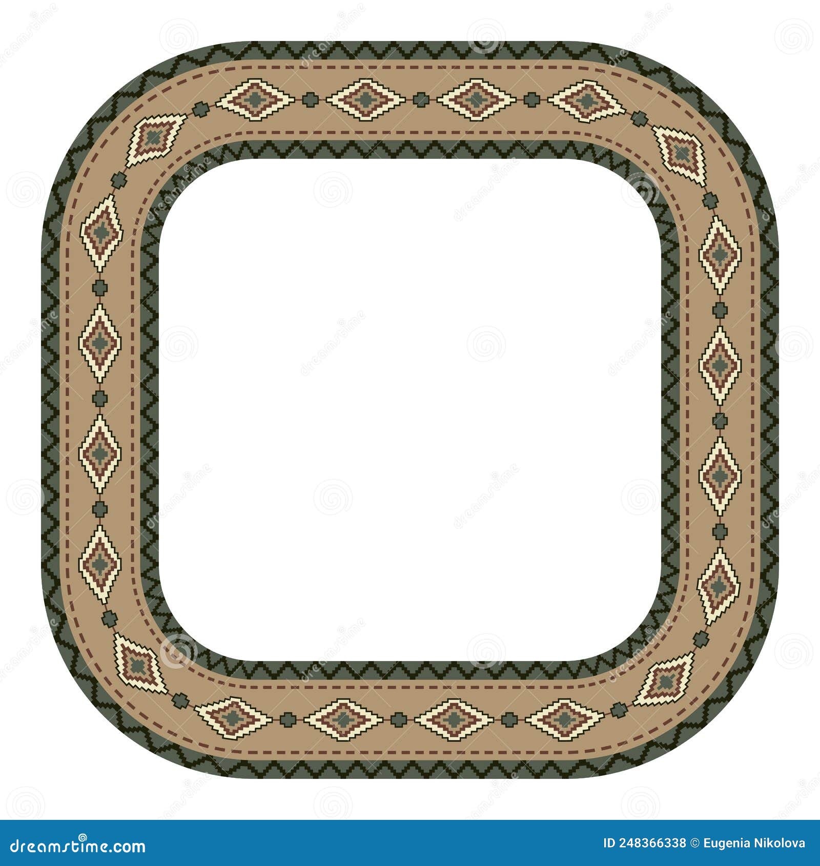 Ethnic Frame. Square Border with Geometric Mexican Textile Pattern ...