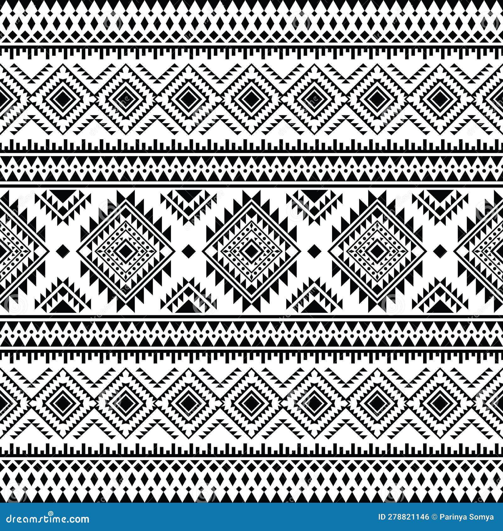 Ethnic Geometric Abstract Motif Vector Illustration In Aztec Tribal