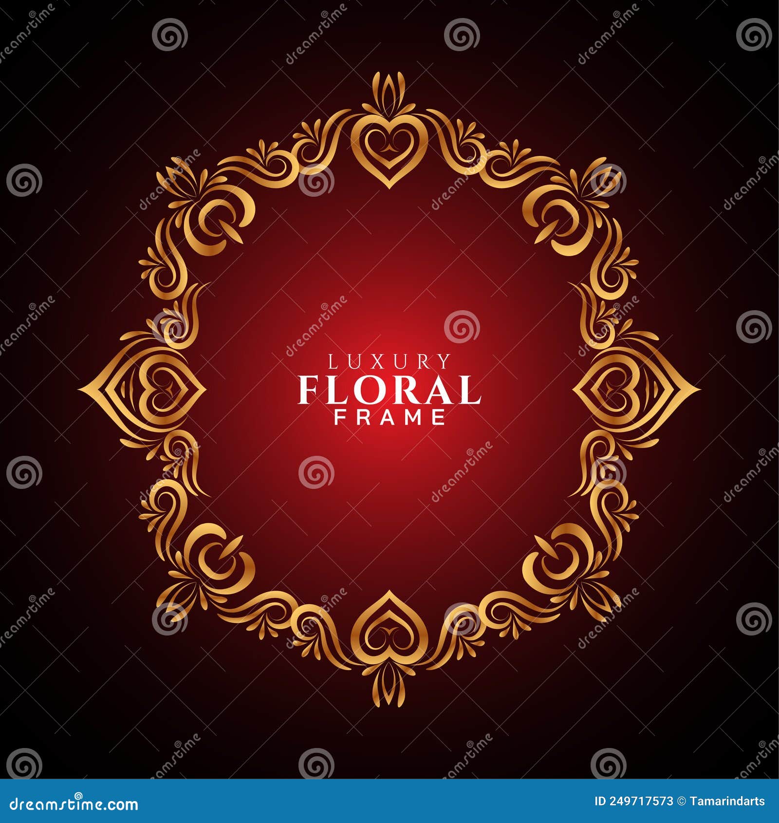 Ethnic Golden Frame Design Red Background Stock Vector - Illustration ...