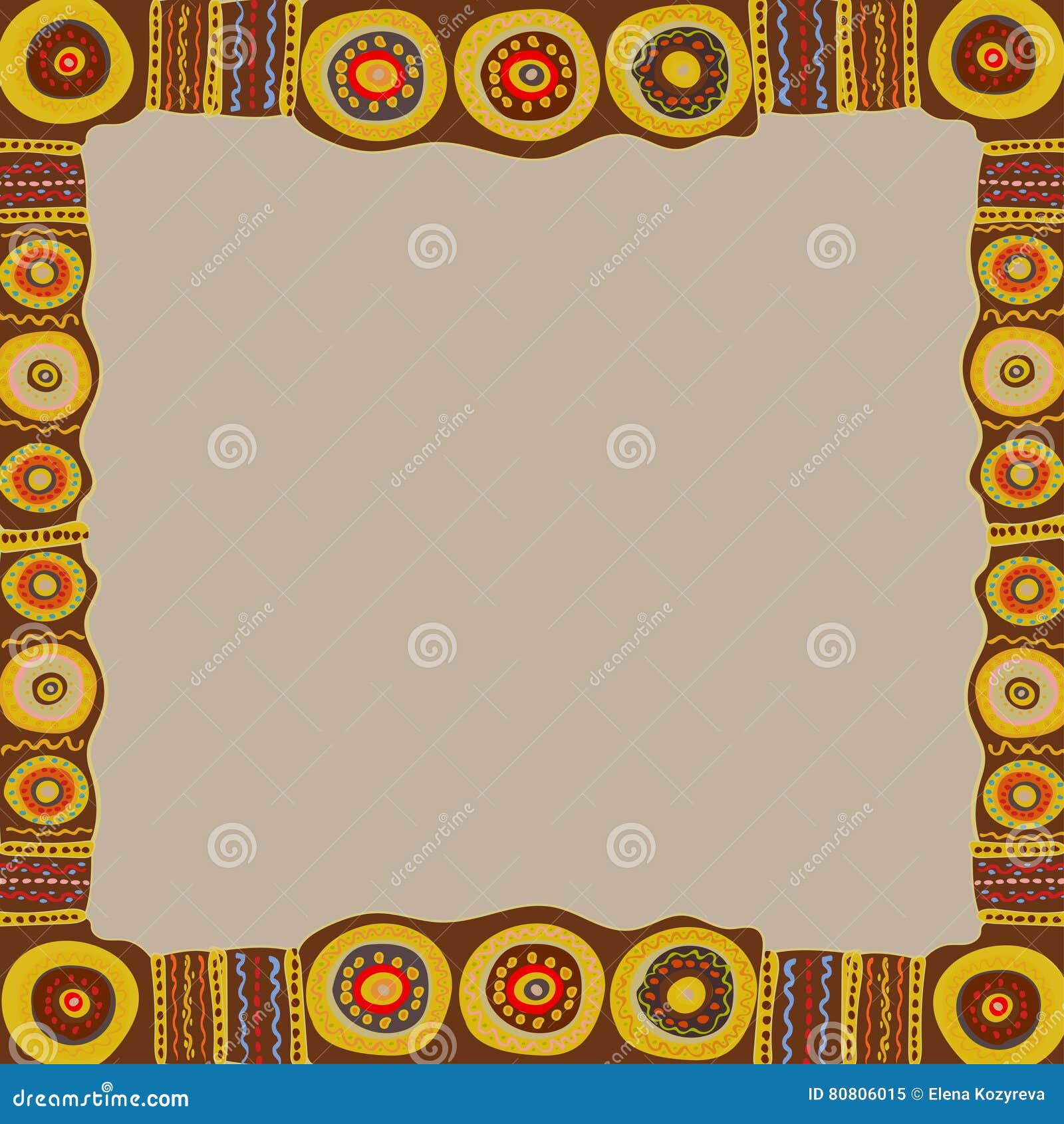 Ethnic Hand Painted Square Frame. Stock Vector - Illustration of ...