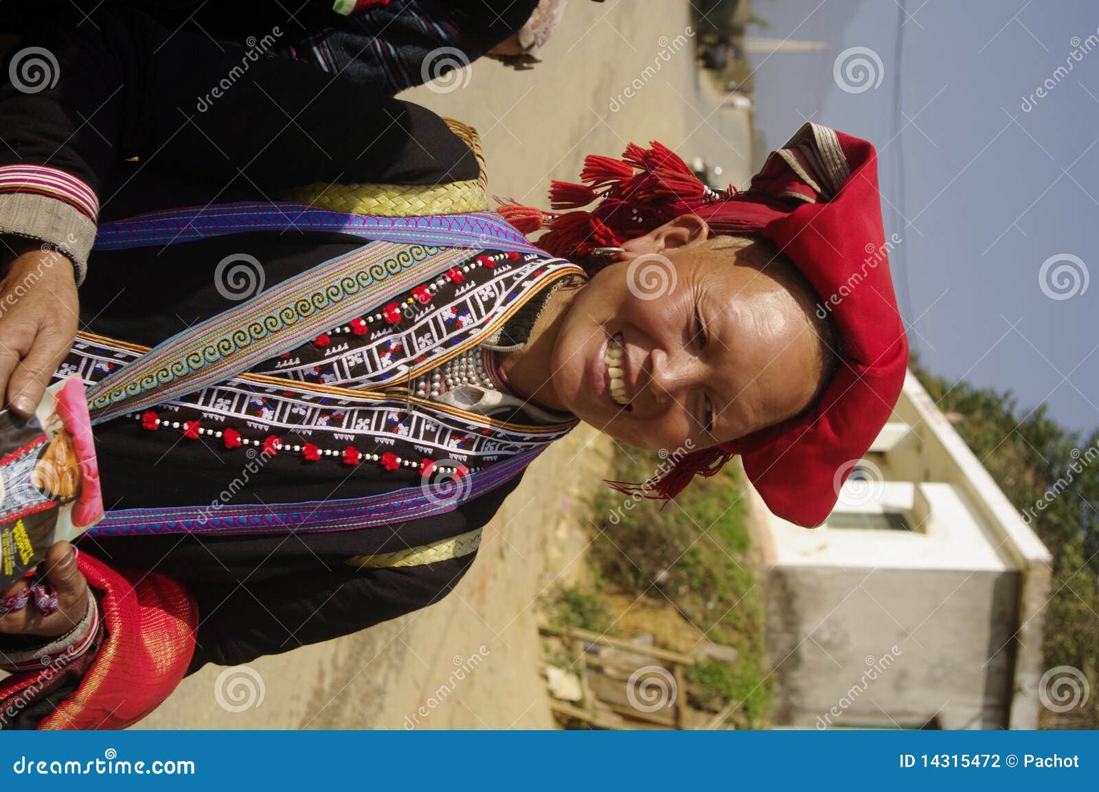 Ethnic Hmong Woman Red Pompoms Editorial Photography - Image of colors ...