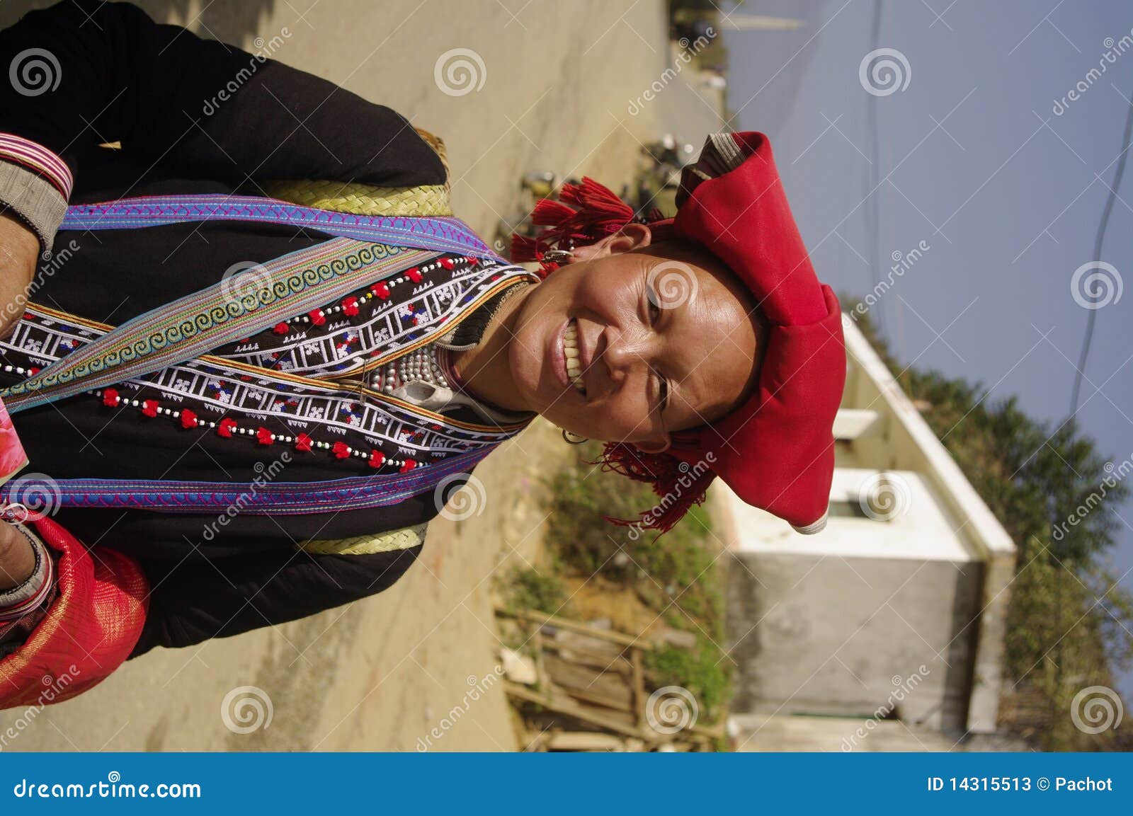 Ethnic Hmong Woman Red Pompoms Editorial Stock Photo - Image of asia ...