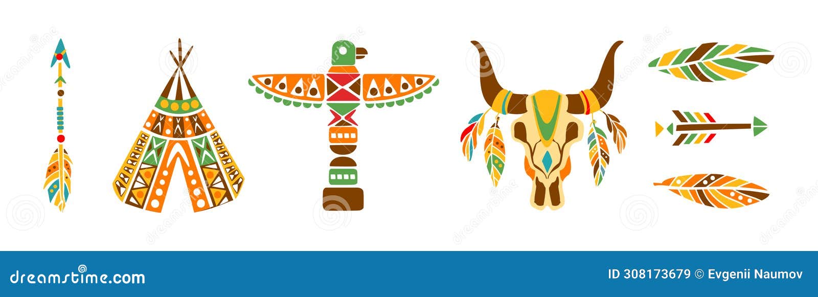 Ethnic Indian Symbol and Tribal Object Vector Set Stock Vector ...