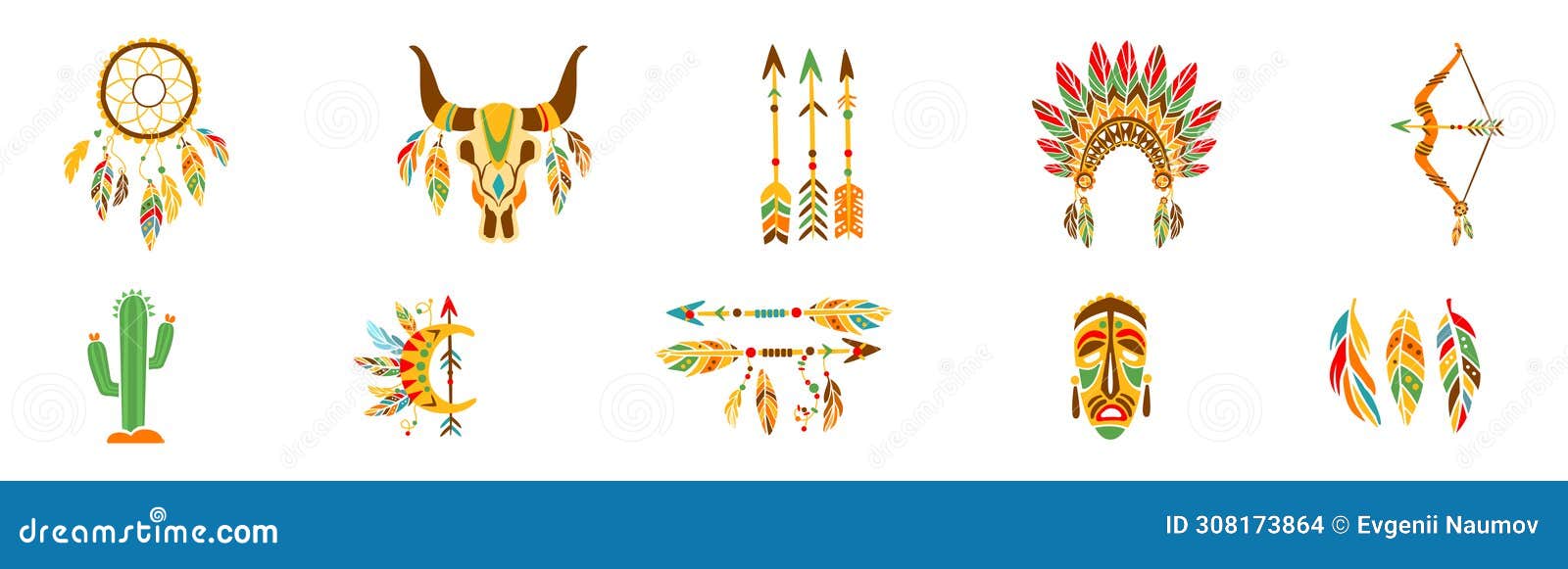 Ethnic Indian Symbol and Tribal Object Vector Set Stock Vector ...