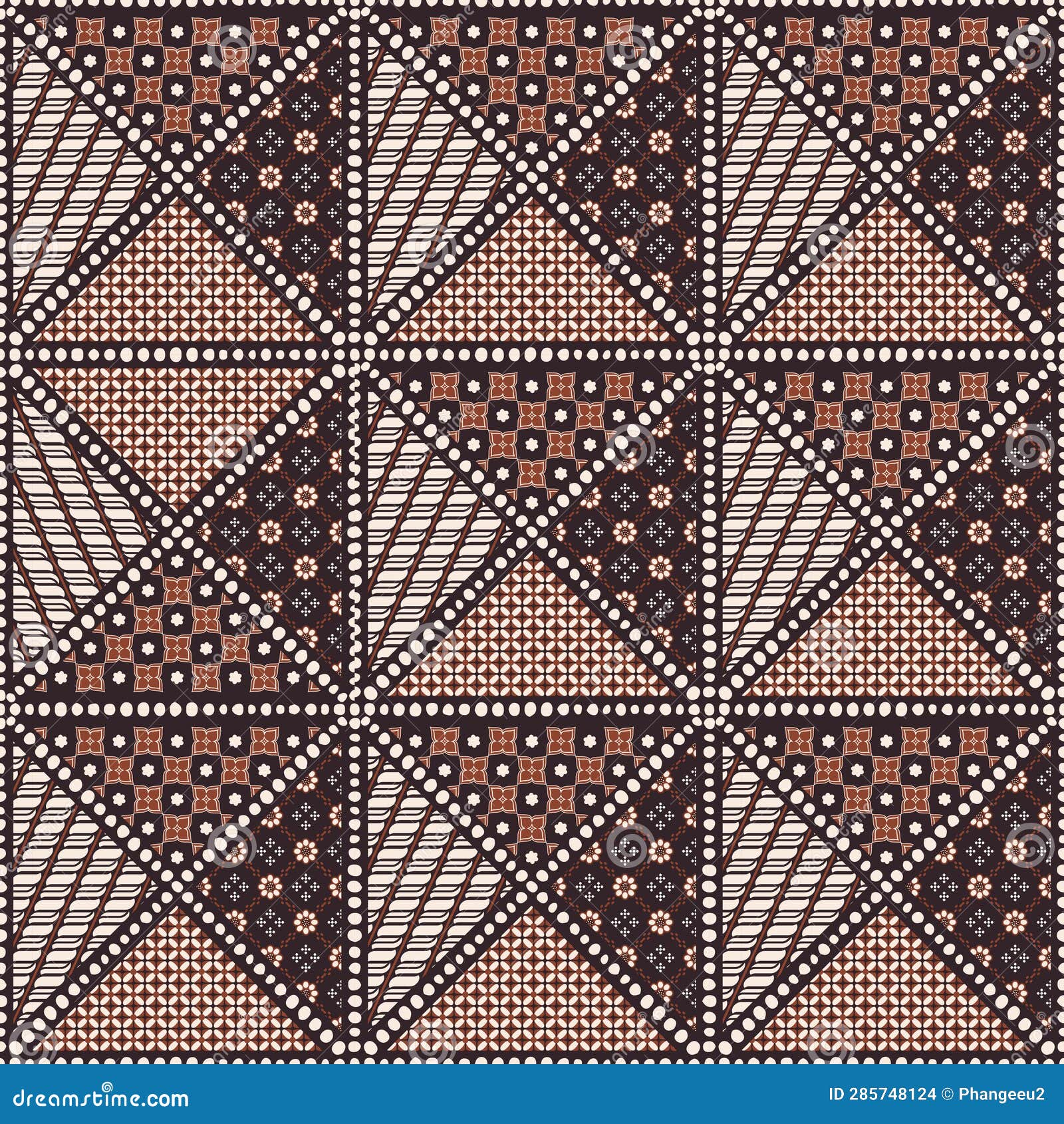 Ethnic Indonesian Floral Batik Parang Ts069 Cartoon Vector ...