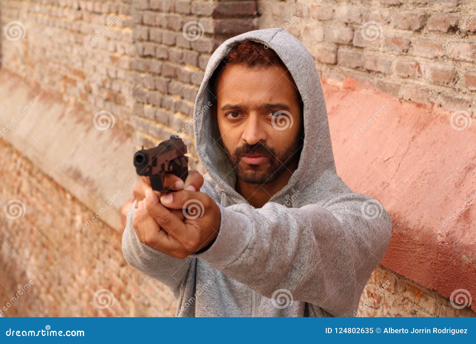 Ethnic Man Pointing at Camera with Gun Stock Image - Image of arabic ...