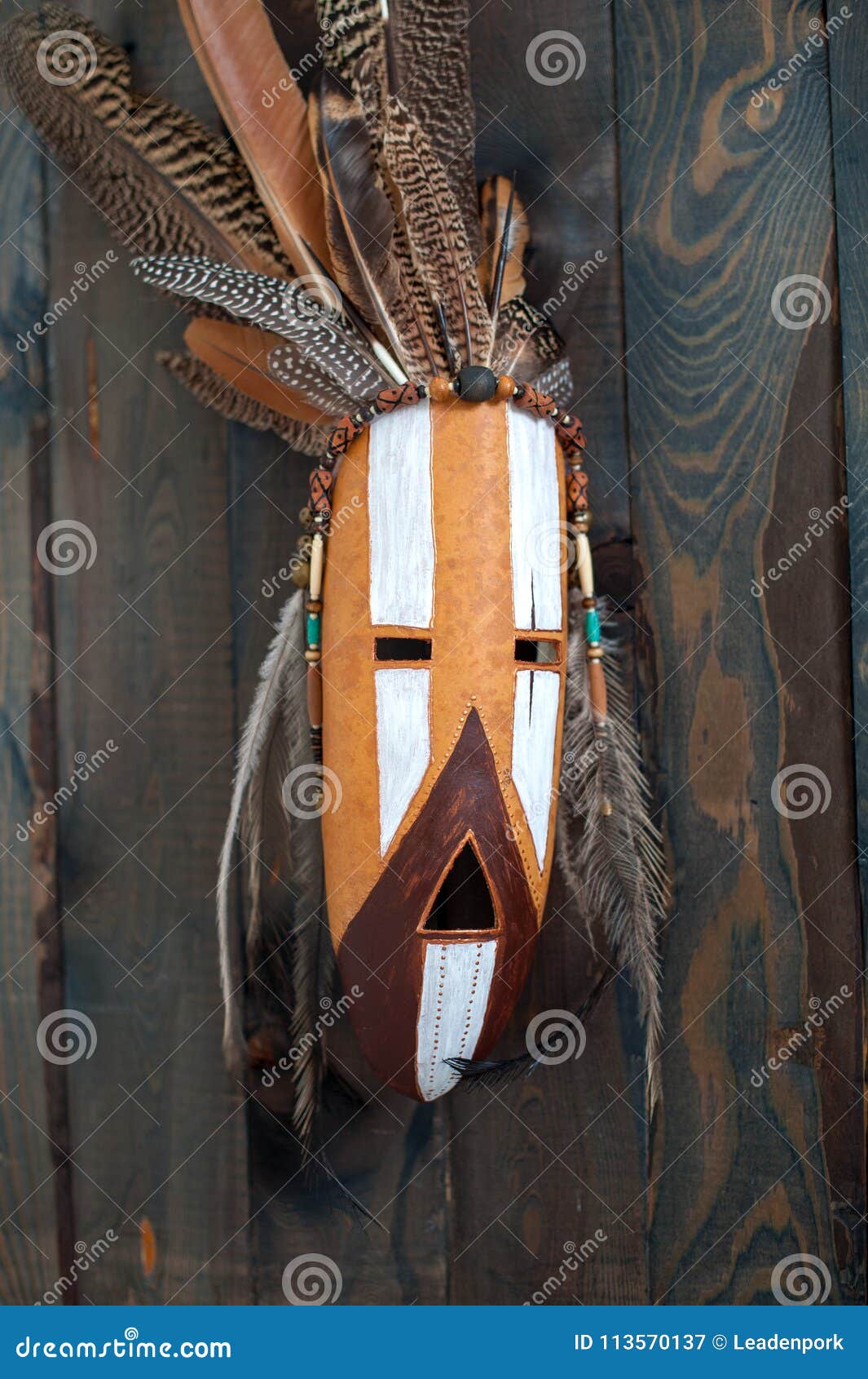 Ethnic mask with feathers stock image. Image of ethnic - 113570137