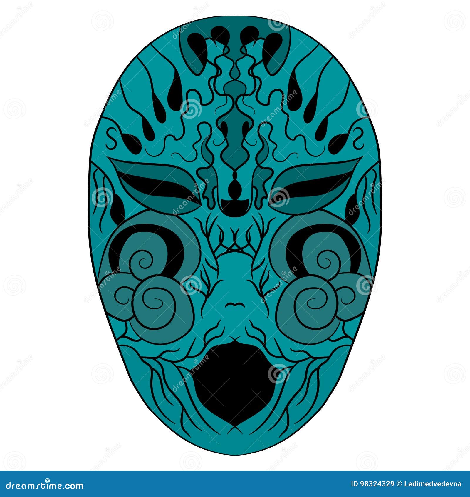 The Ethnic Mask is a Terrible Face. Vector Illustration. Drawing by ...