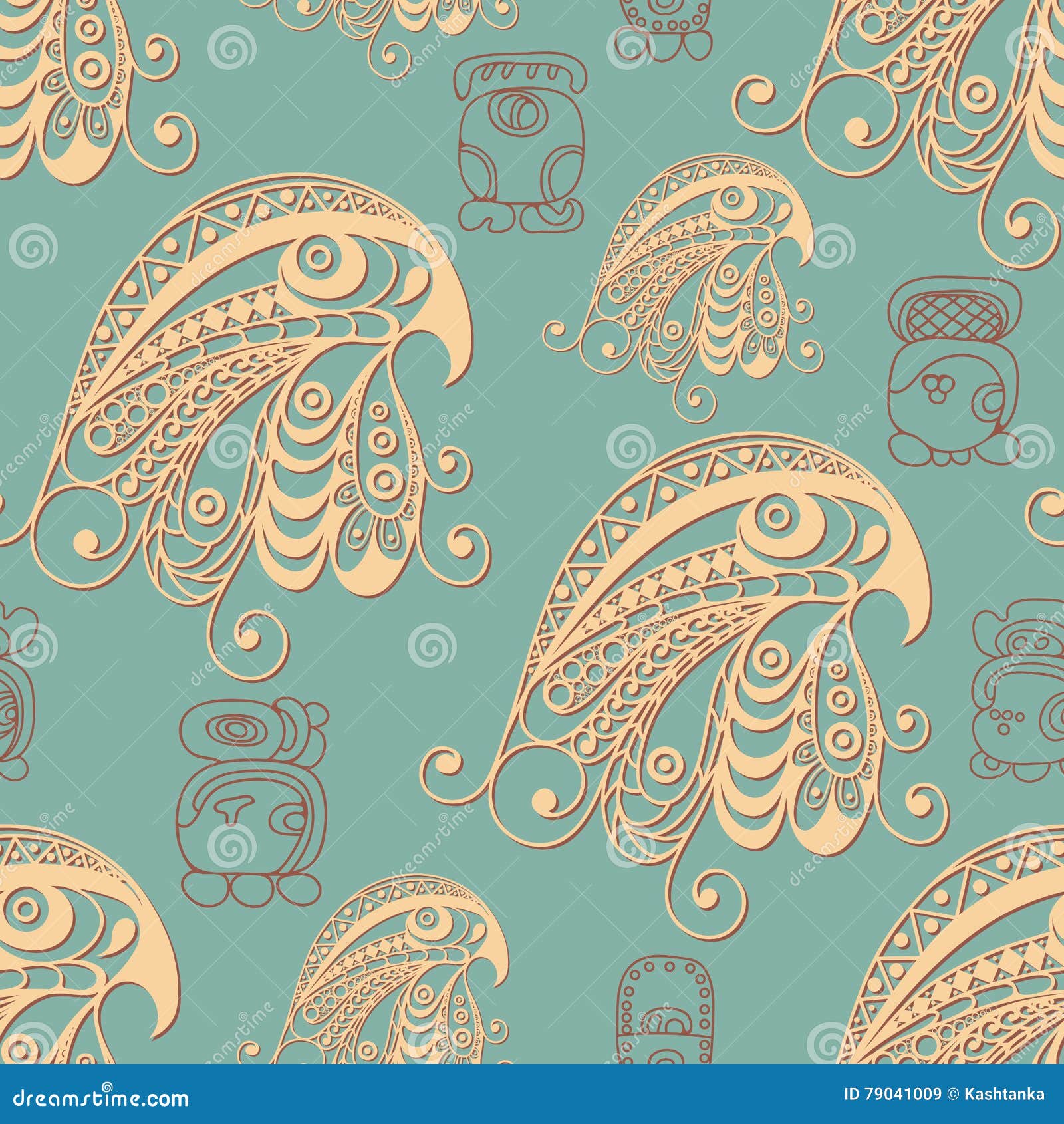 Ethnic Maya Texture with a Totem 3 Stock Vector - Illustration of cover ...