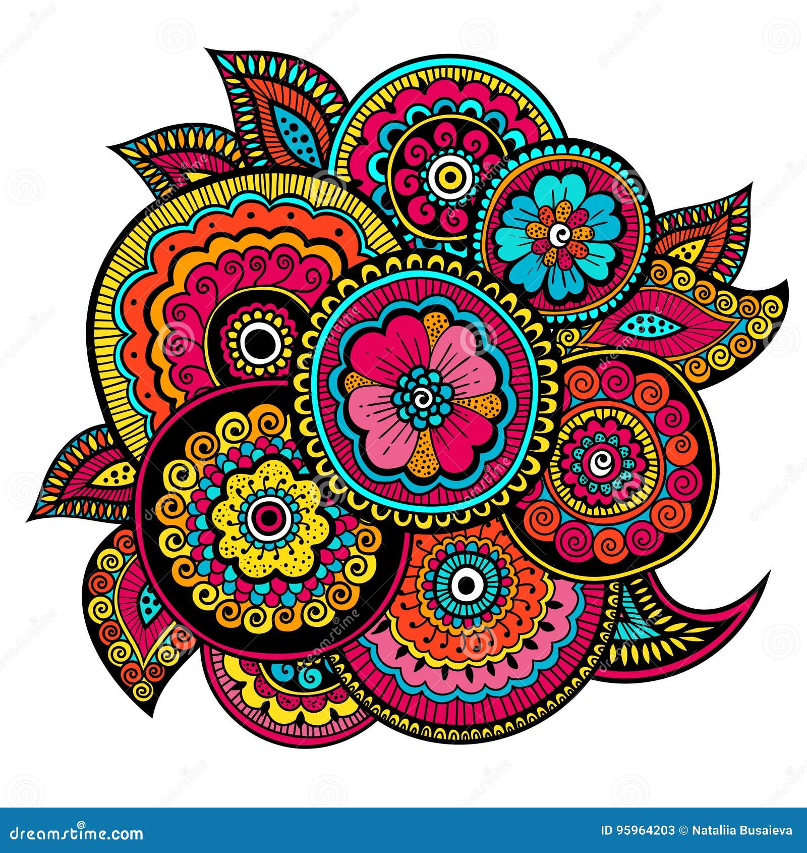 Ethnic Mehndi Ornament Indian Style Beautiful Doodle Art Floral