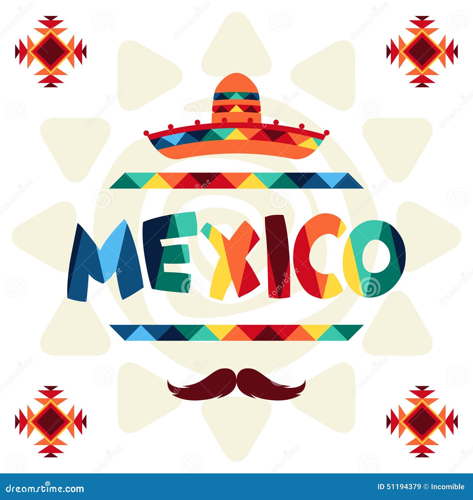 Ethnic Mexican Background Design in Native Style Stock Vector ...
