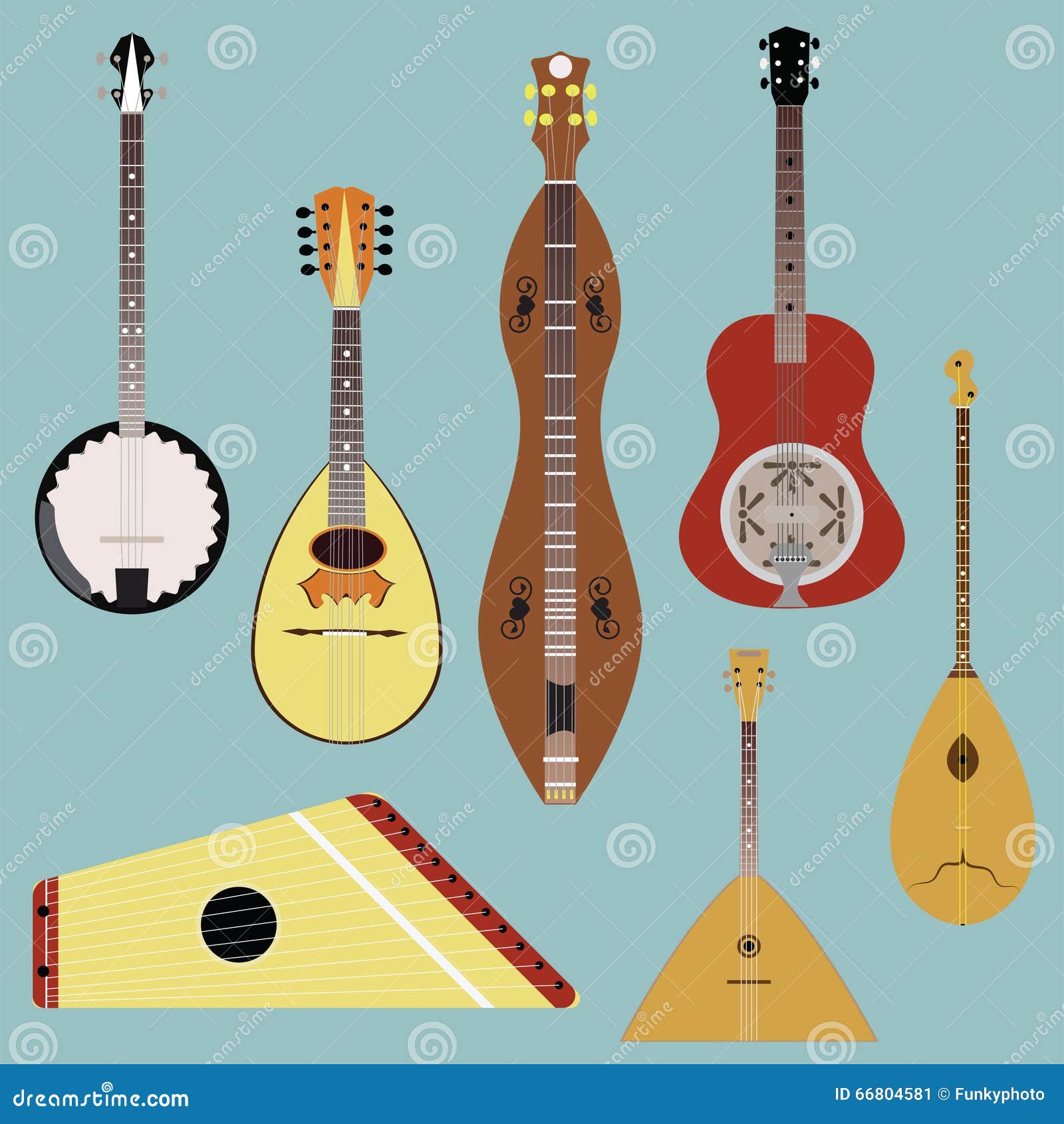 Ethnic Music Instruments Vector Set. Musical Instrument Silhouette ...