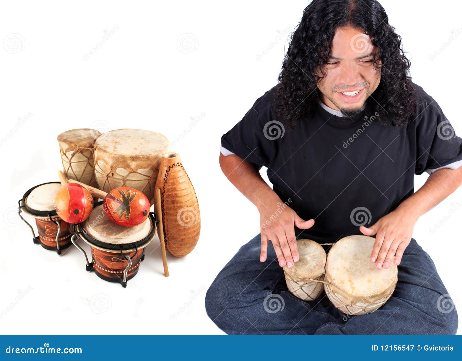 Ethnic musician stock image. Image of latin, bongos, relaxed - 12156547