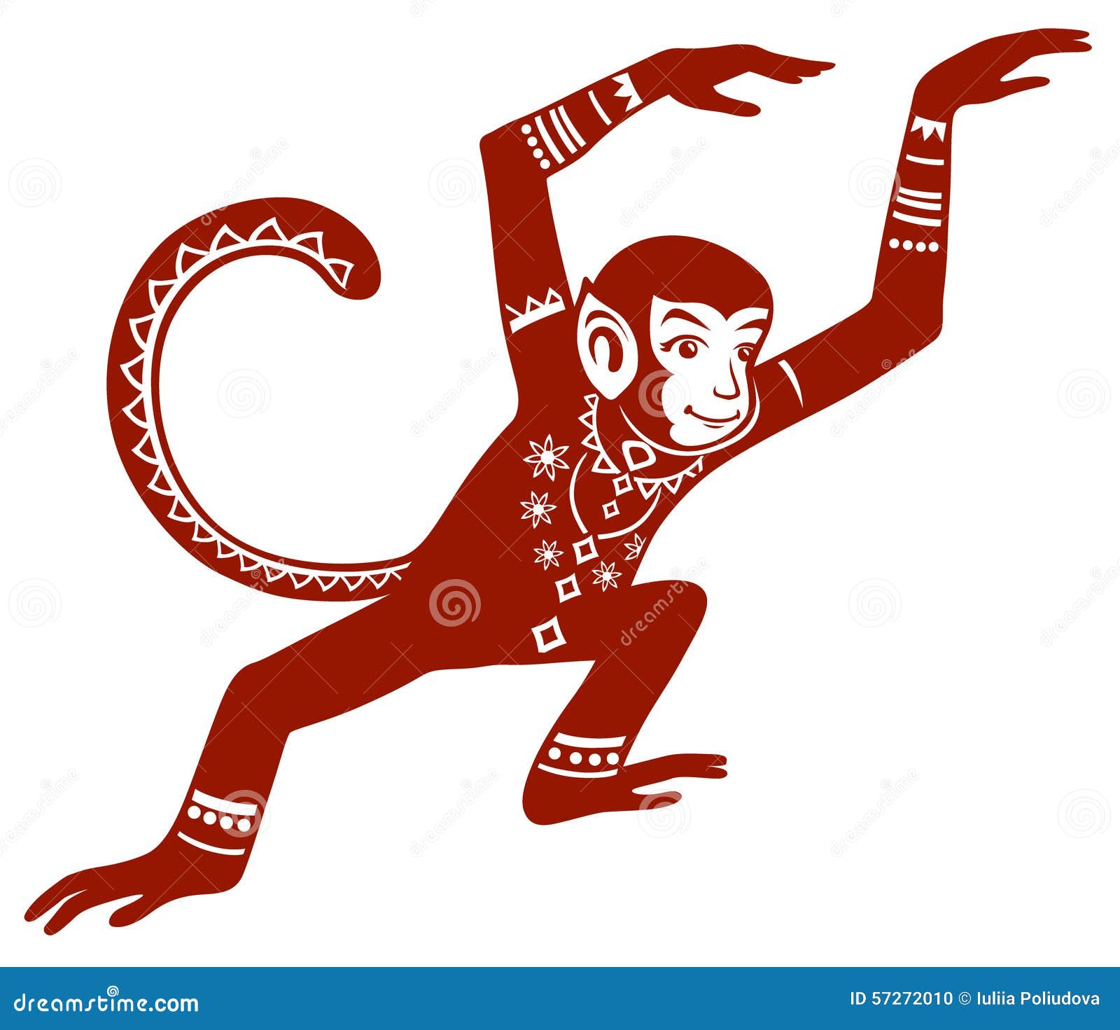 Ethnic ornamented monkey stock illustration. Illustration of ethnic ...