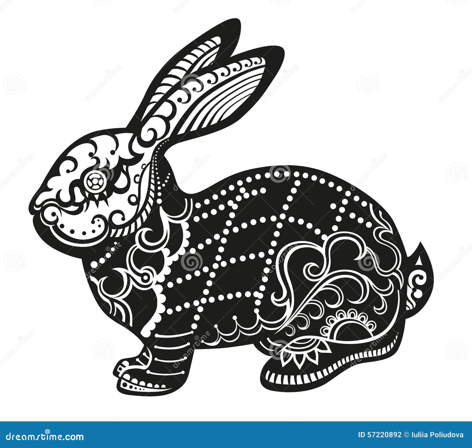 Ethnic ornamented rabbit stock illustration. Illustration of cartoon ...