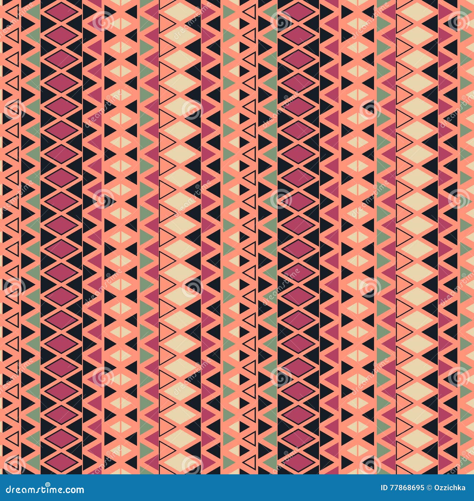 Ethnic Pattern Background with Geometrical Elements. Simple Repeating ...