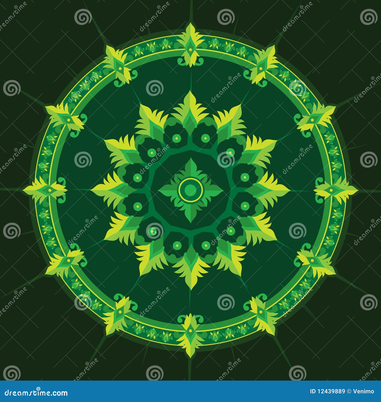 Ethnic Pattern in Green Color Stock Vector - Illustration of ethno ...