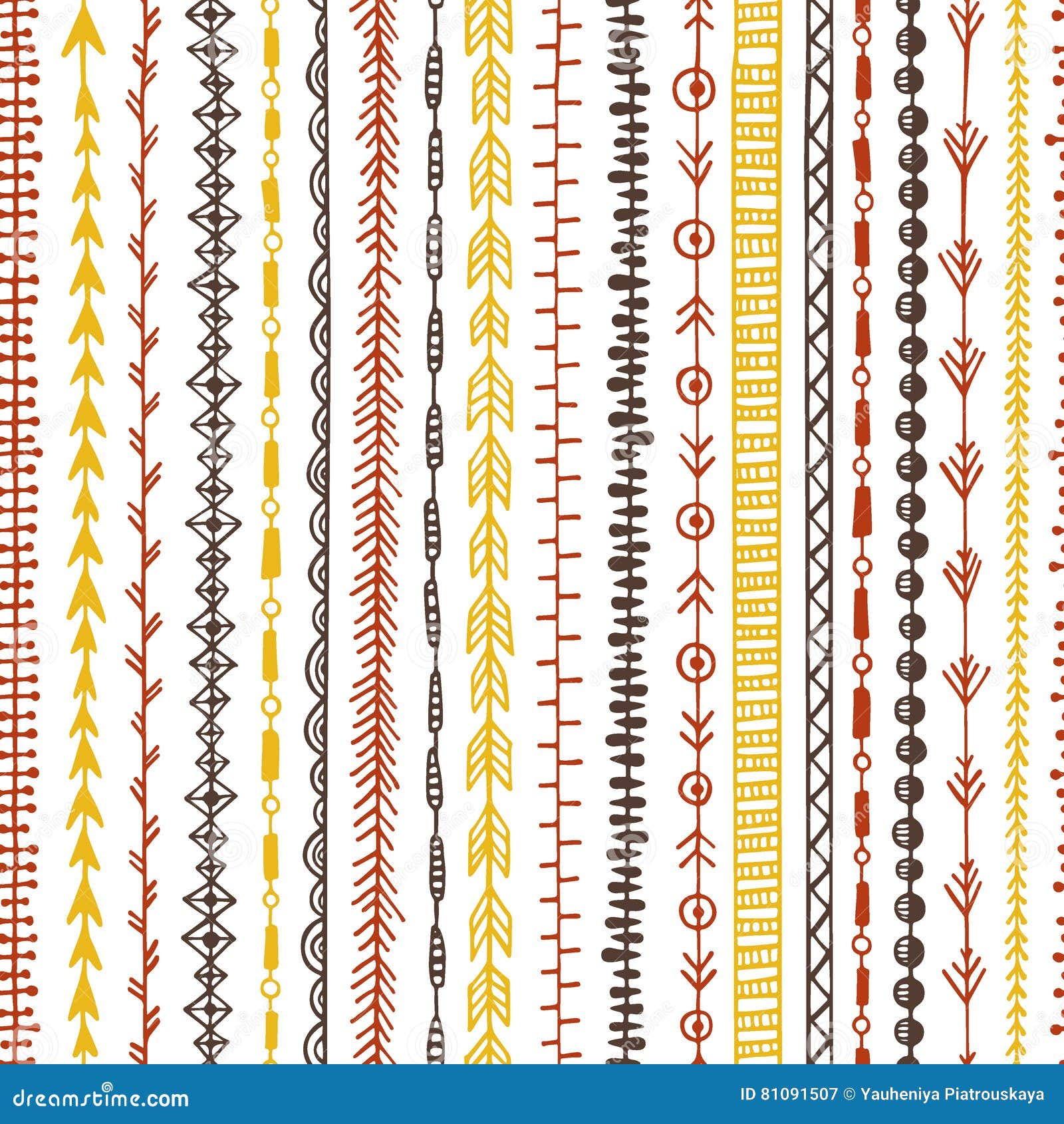 Ethnic Pattern with Hand Drawn Elements Stock Vector - Illustration of ...