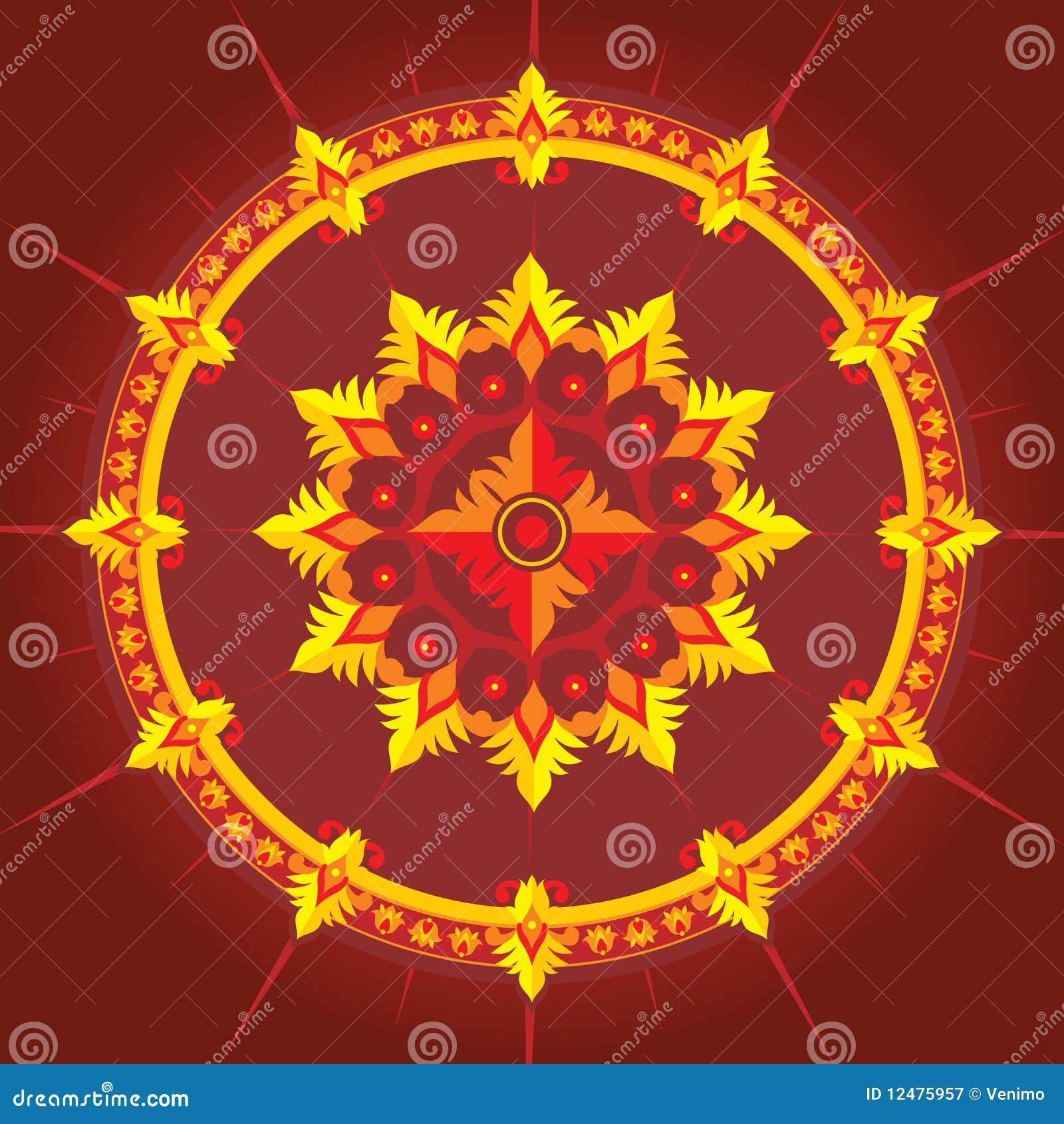 Ethnic Pattern in Red Color Stock Illustration - Illustration of shape ...
