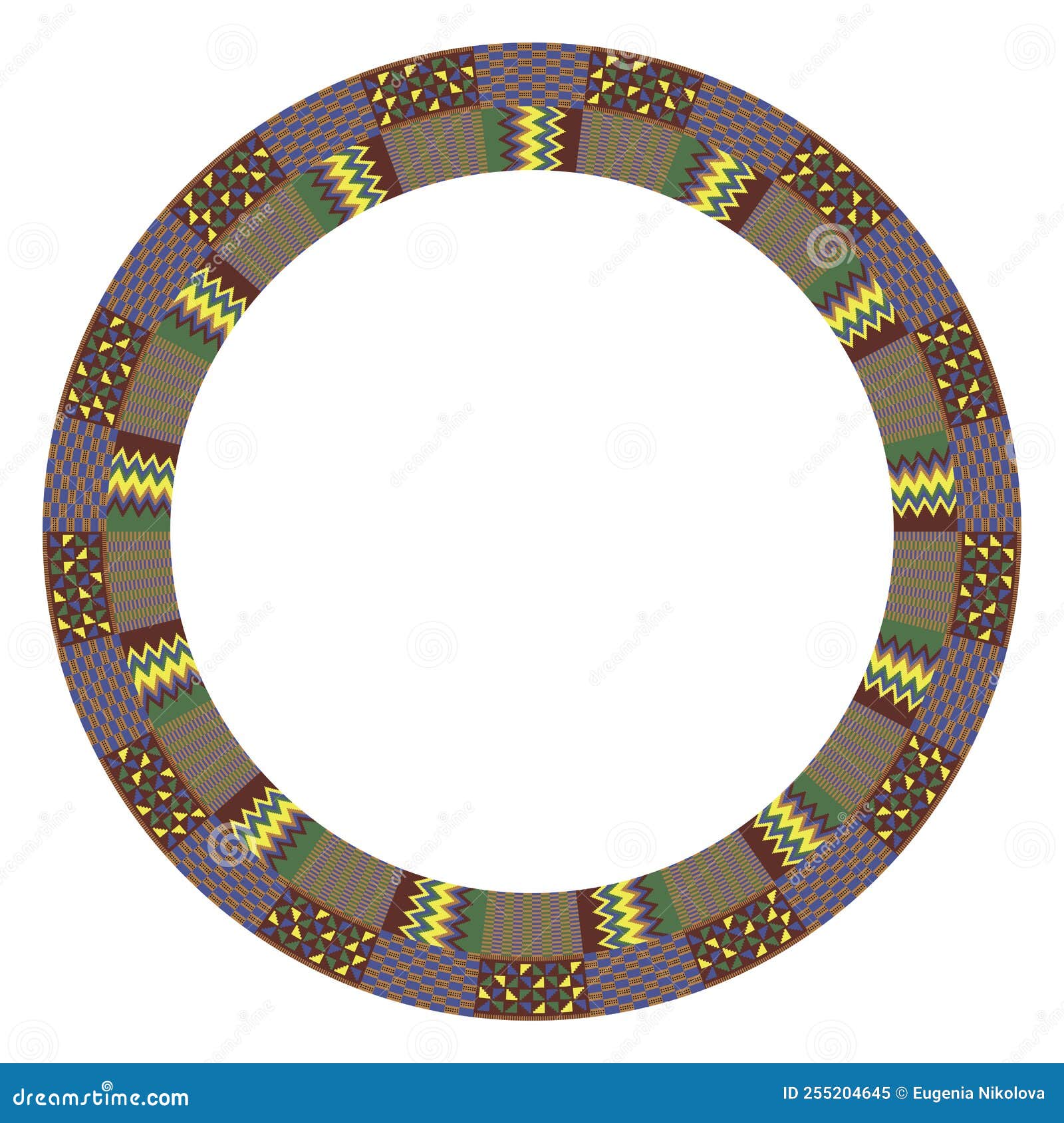 Ethnic Pattern Round Frame. African Tribal Textile Ornament. Circle ...