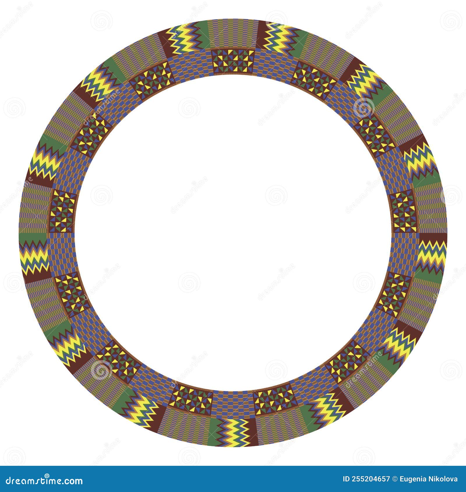 Ethnic Pattern Round Frame. African Tribal Textile Ornament. Circle ...