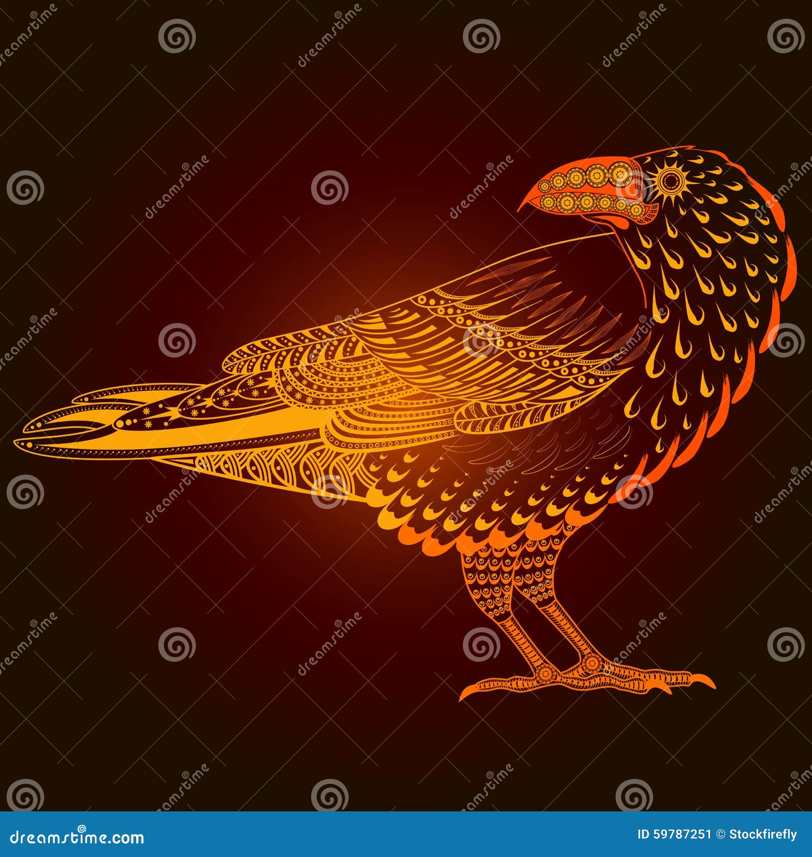Ethnic raven silhouette stock vector. Illustration of silhouette - 59787251