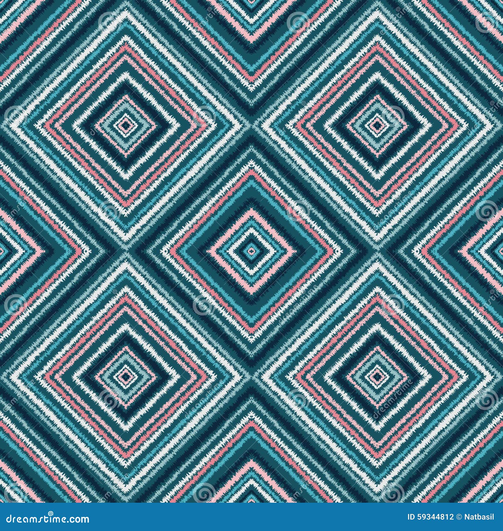 Ethnic Rhombus Blue Tribal Seamless Pattern Stock Vector - Illustration ...