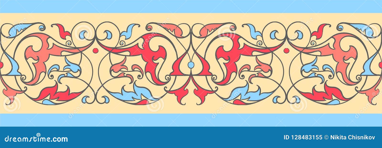 Ethnic ribbon pattern stock vector. Illustration of retro - 128483155