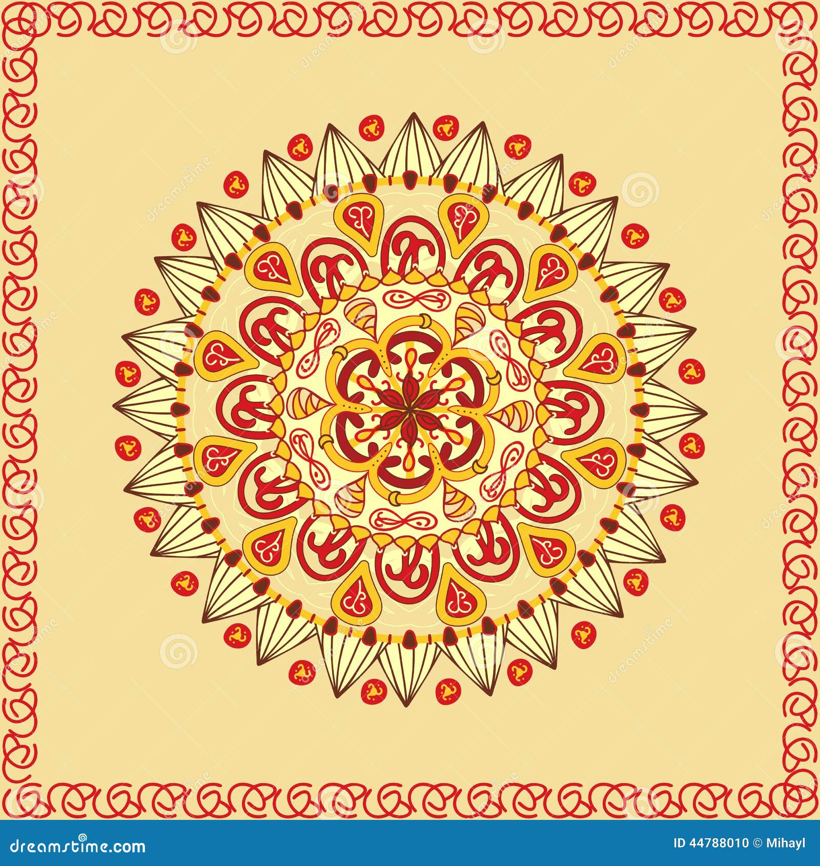 Ethnic Round Ornamental Pattern Stock Vector - Illustration of circle ...