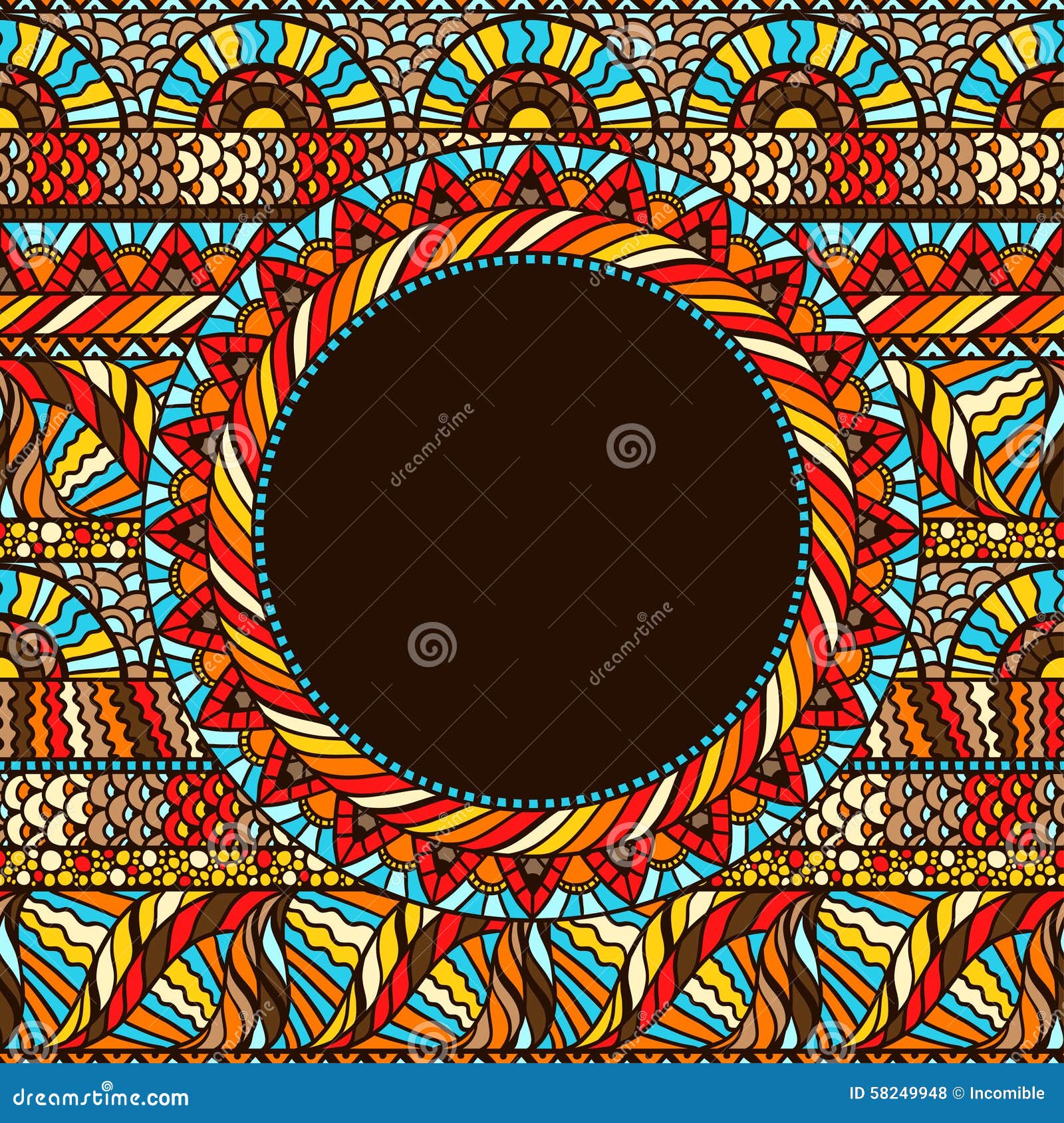 Ethnic Round Pattern with Hand Drawn Ornament Stock Vector ...