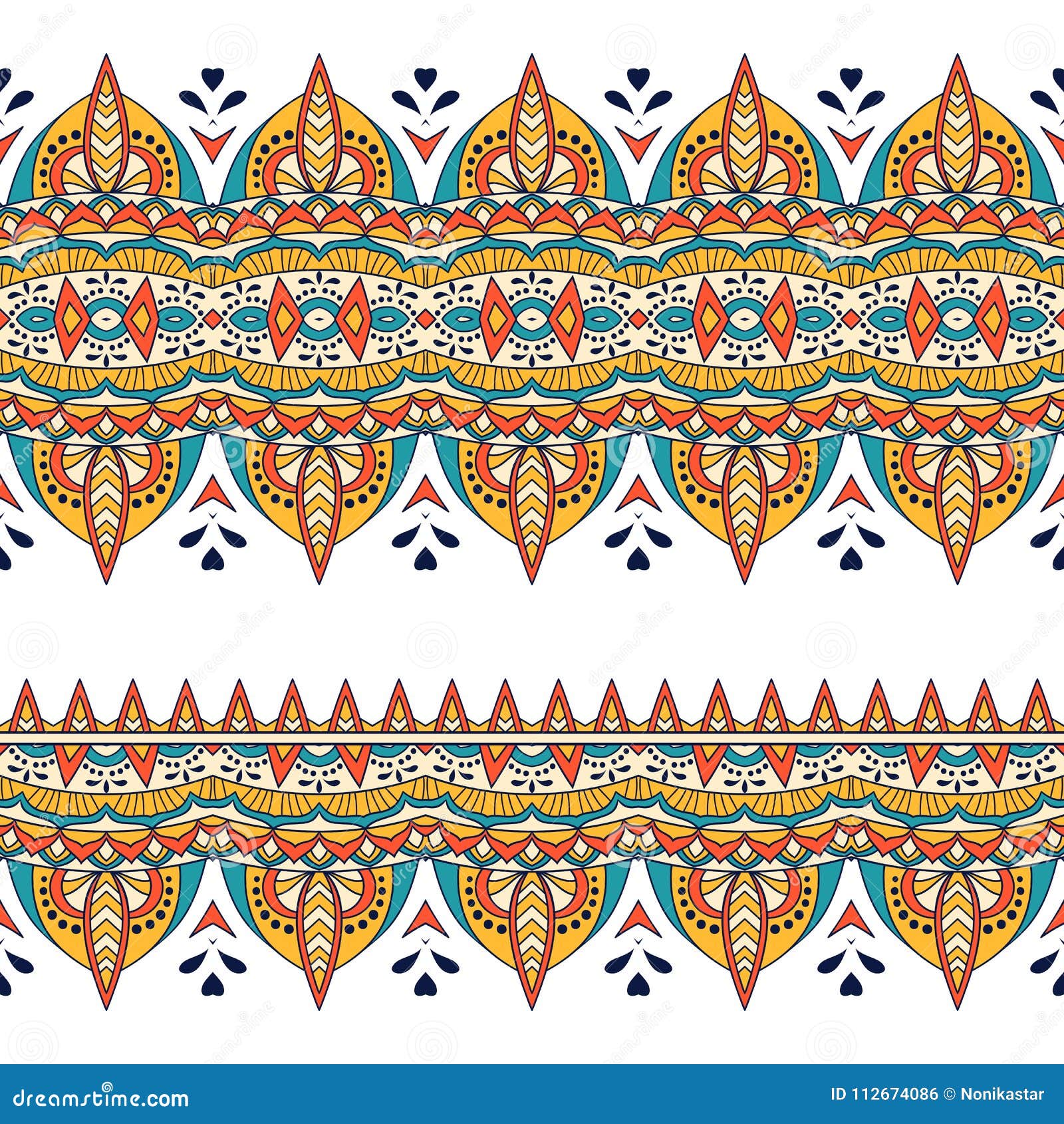 Ethnic seamless border stock vector. Illustration of greeting - 112674086