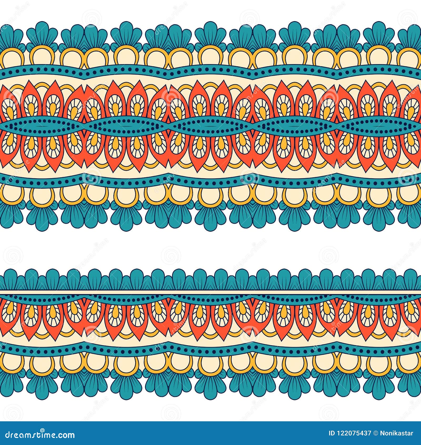 Ethnic seamless border stock vector. Illustration of henna - 122075437