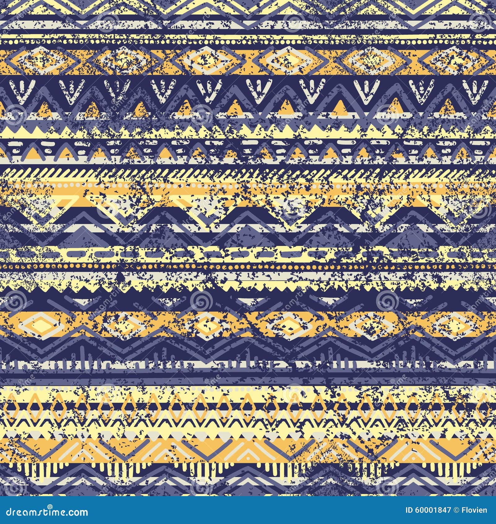 Ethnic Seamless Pattern. Blue and Yellow Color Stock Vector ...