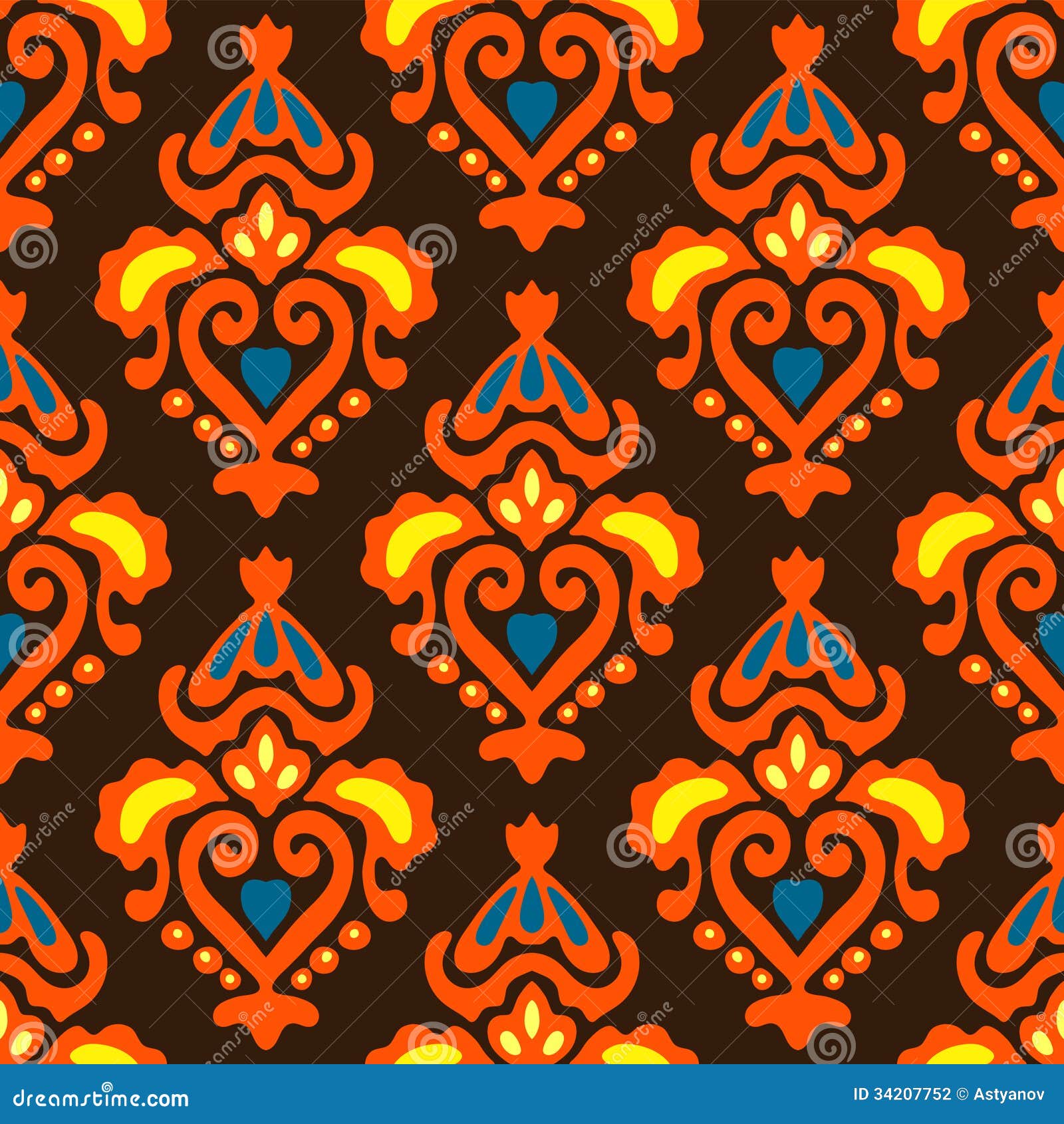 Ethnic Seamless Pattern Damask Stock Illustration - Illustration of ...