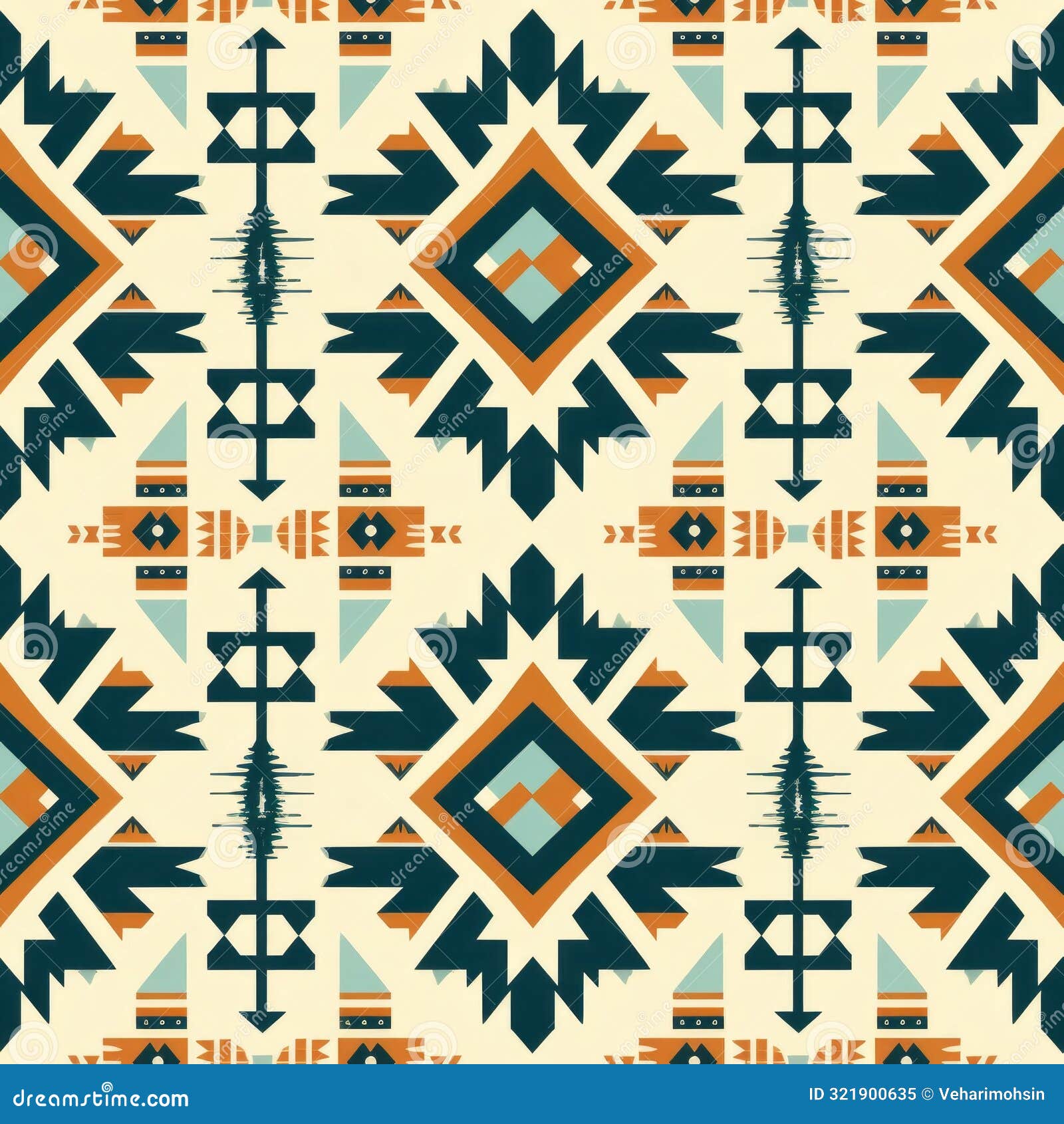 Ethnic Seamless Pattern. Hand Drawn Navajo Fabric. Modern Abstract ...