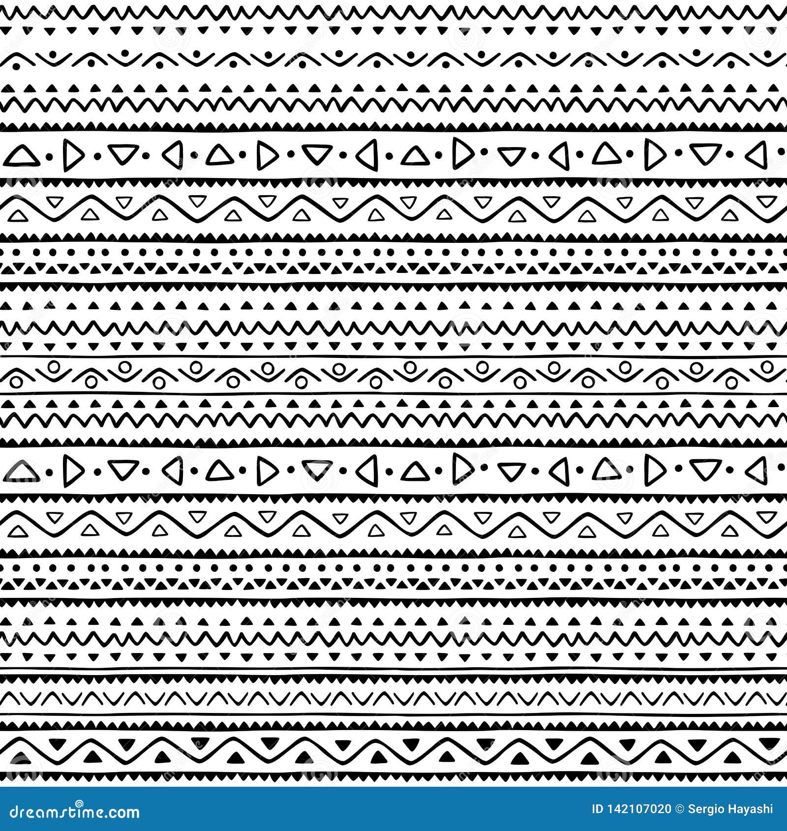 Ethnic Seamless Pattern Modern Hand Drawn Style Stock Vector ...