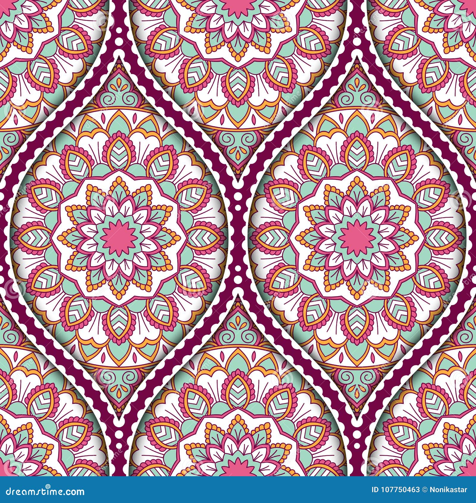 Ethnic seamless pattern stock vector. Illustration of mehndi - 107750463
