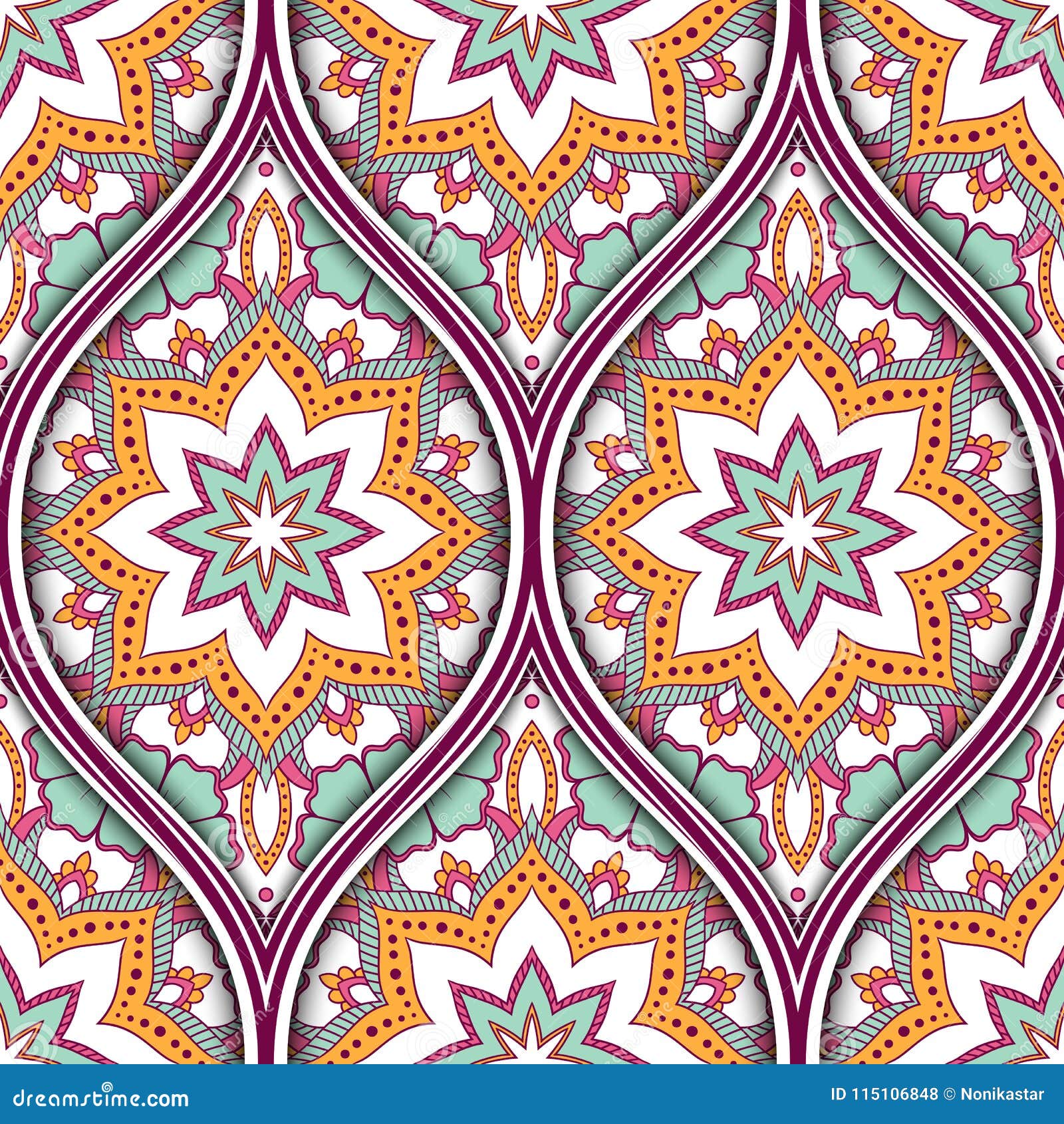 Ethnic seamless pattern stock vector. Illustration of mandala - 115106848