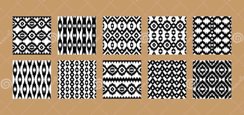 Ethnic Seamless Patterns Set. Abstract Rustic Repeat Backgrounds Stock Vector - Illustration of ...