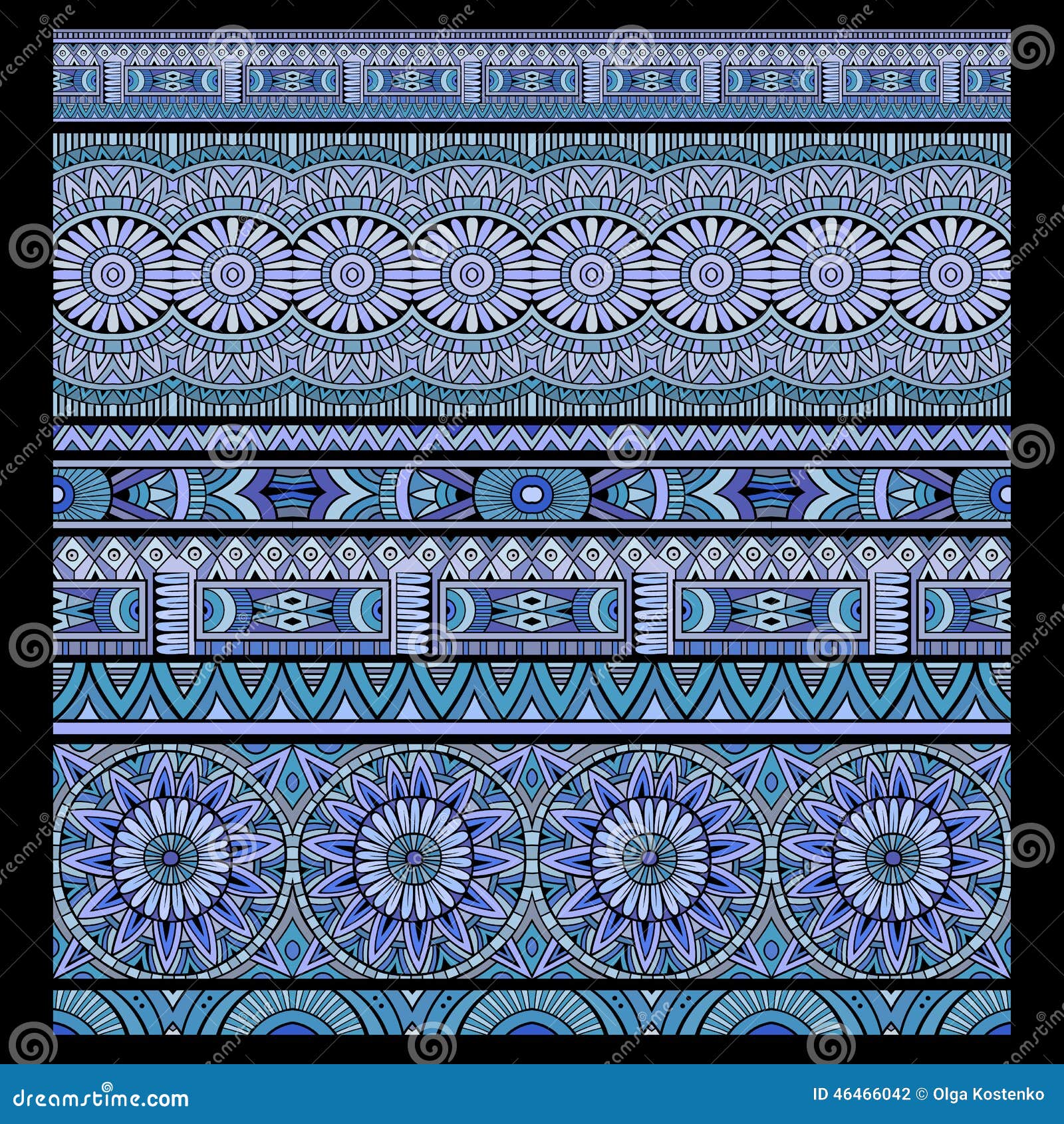 Ethnic Seamless Stripes Background Set Stock Vector - Illustration of ...