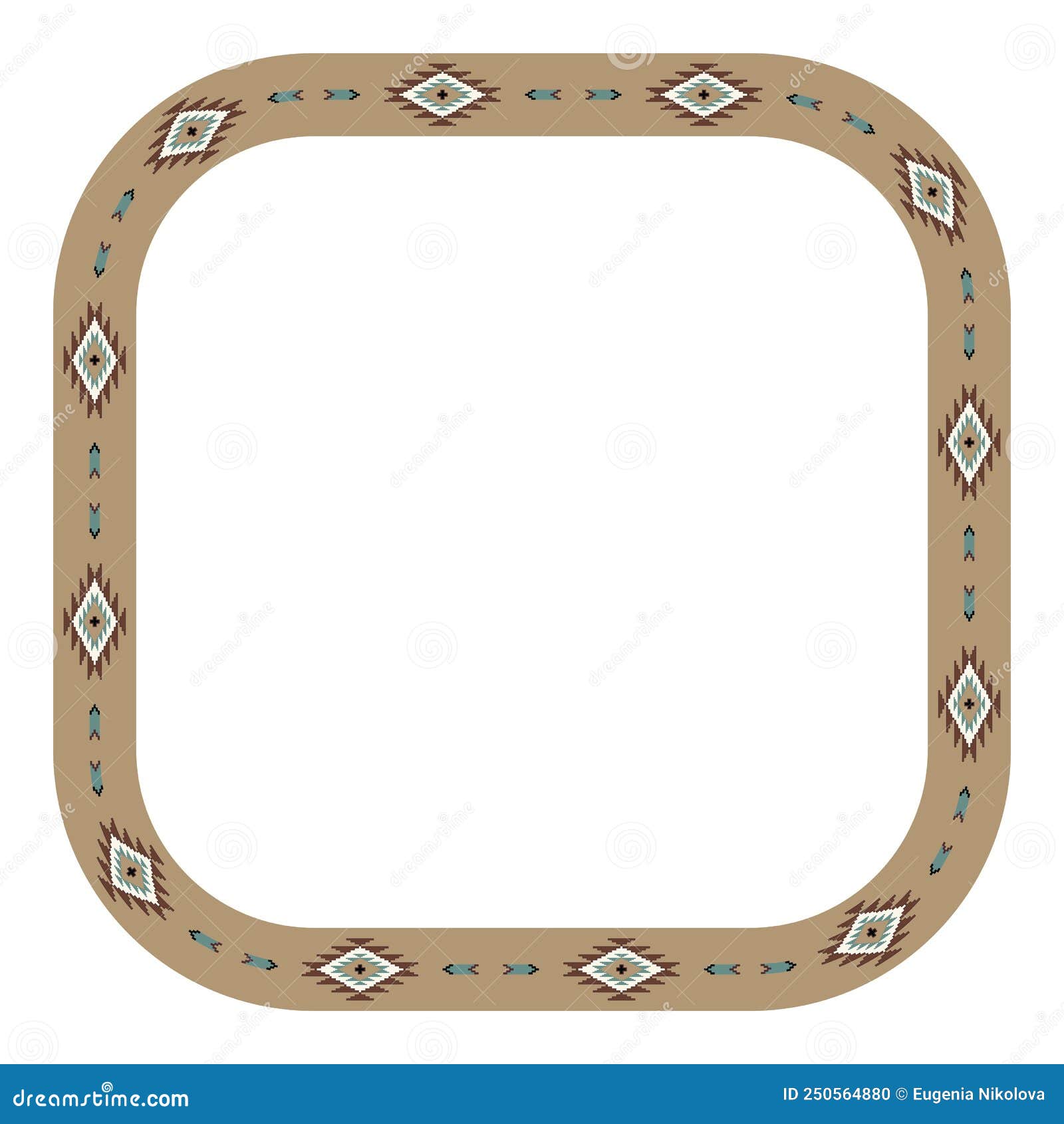 Ethnic Square Frame. Decorative Border with Mexican Textile Pattern ...
