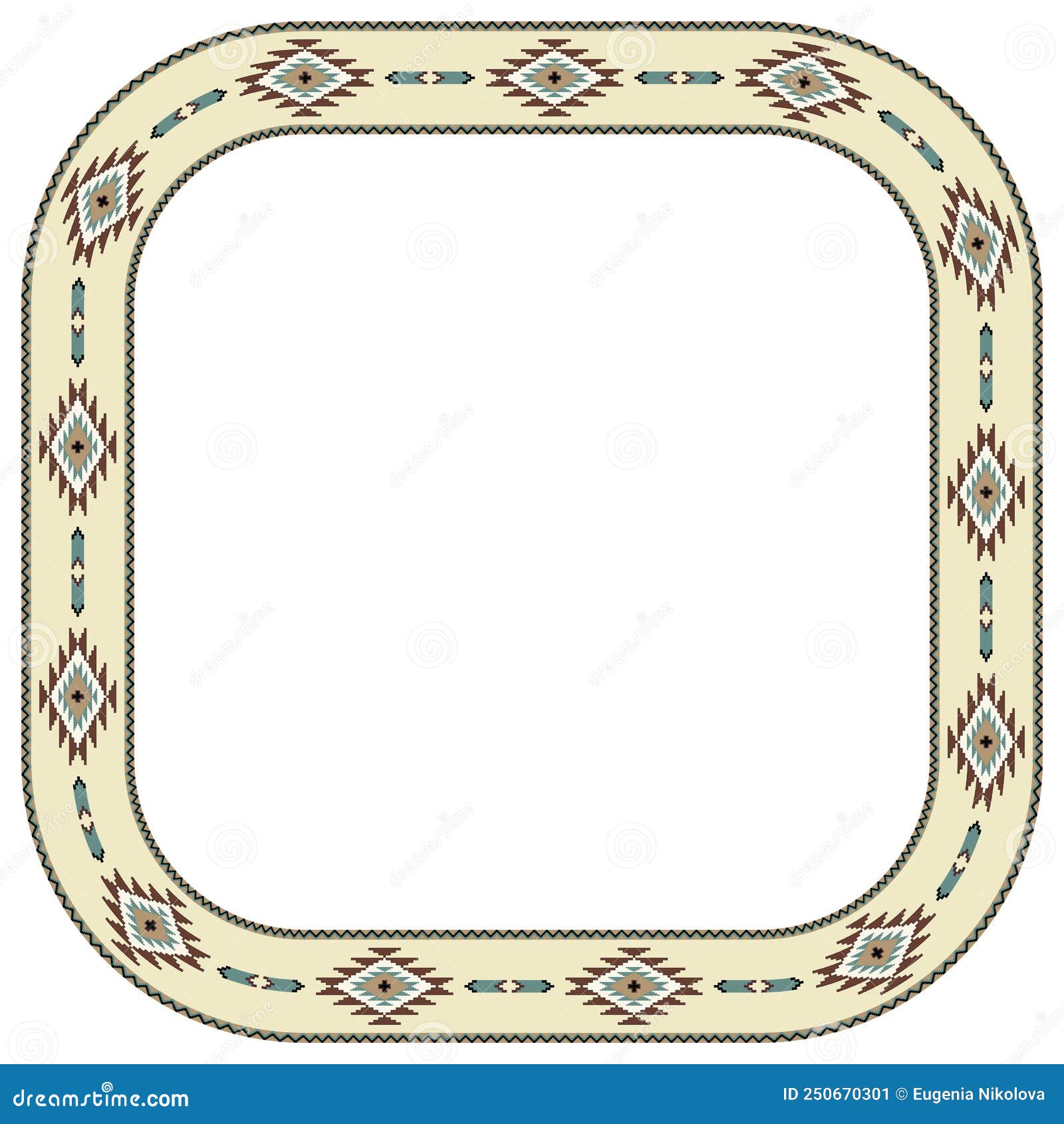 Ethnic Square Frame. Decorative Border with Mexican Textile Pattern ...