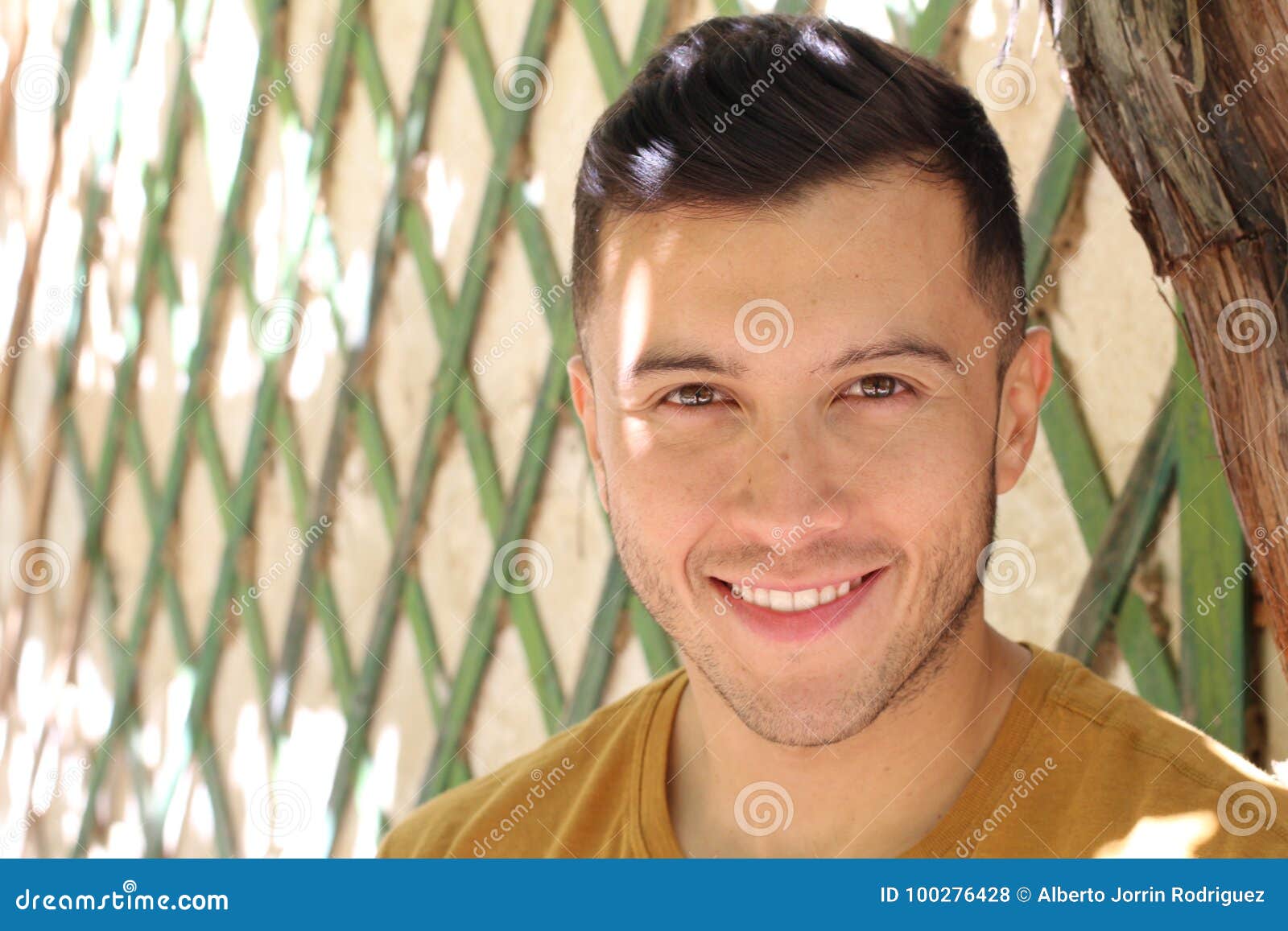 Ethnic Stud Smiling Outdoors Isolated with Copy Space Stock Photo ...