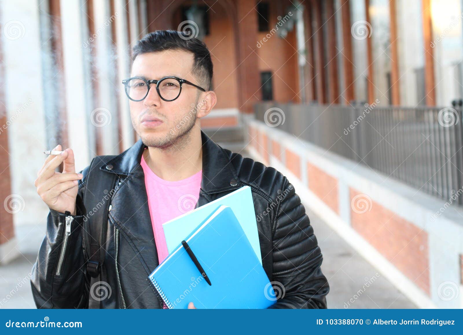 Ethnic Student Smoking on Campus Close Up Stock Photo - Image of ...