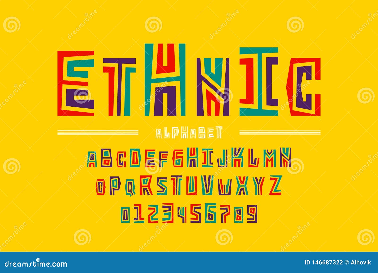 Ethnic style font stock vector. Illustration of retro - 146687322