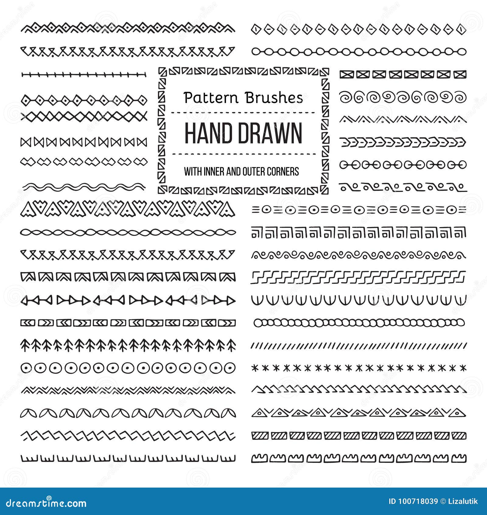 Ethnic Style Pattern Brushes Set Stock Vector - Illustration of element ...
